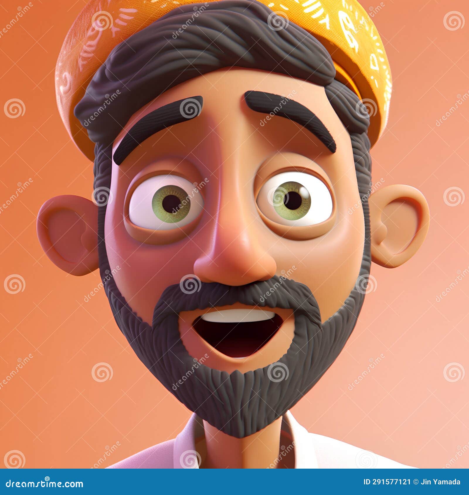Indian Man with Mustache and Beard. 3d Illustration. Cartoon Character ...