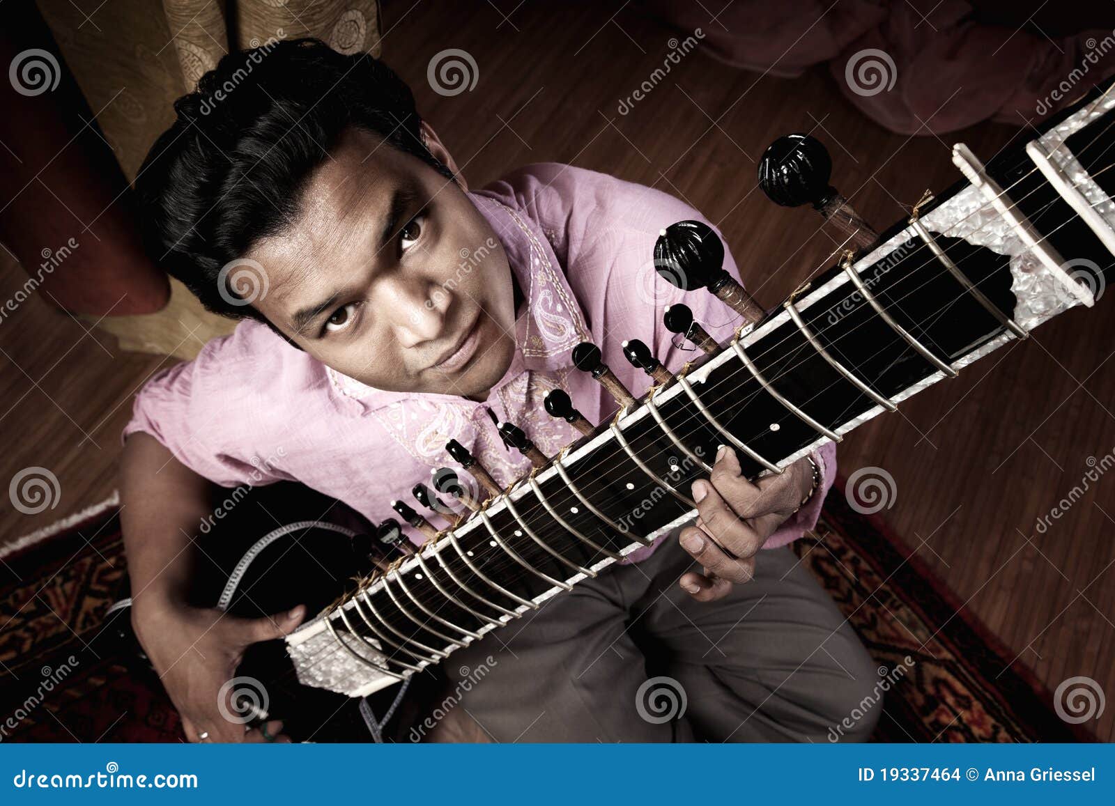Indian Man Plays a Sitar stock photo. Image of performance - 19337464
