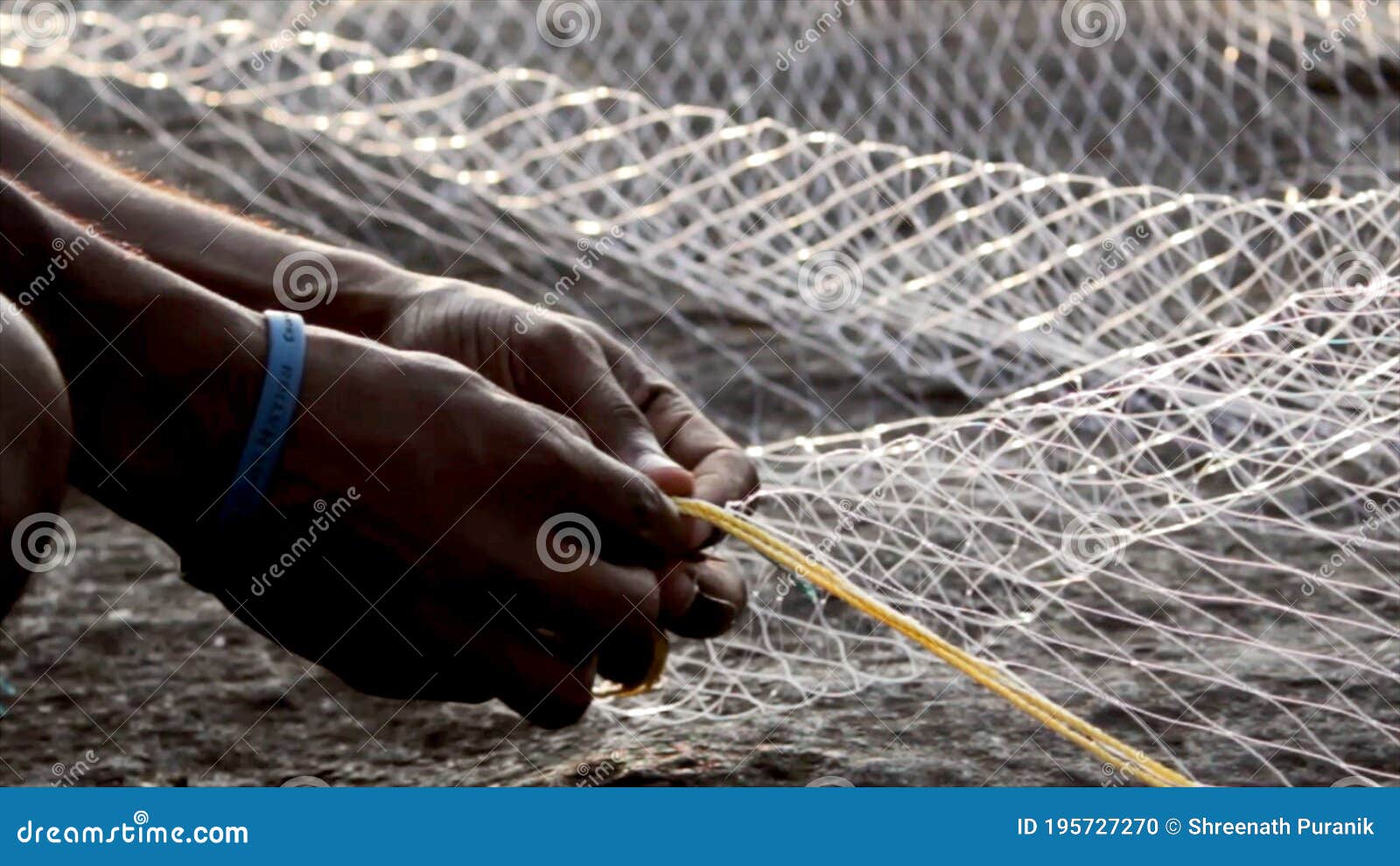 Indian Man Preparing the Fishing Net Stock Photo - Image of nature ...