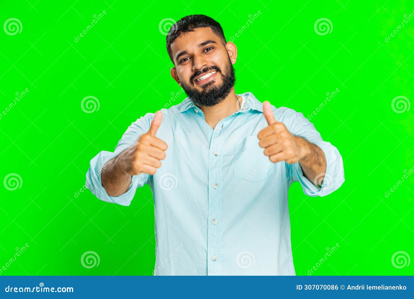 Indian Man Raises Thumbs Up Agrees Or Gives Positive Reply Recommends