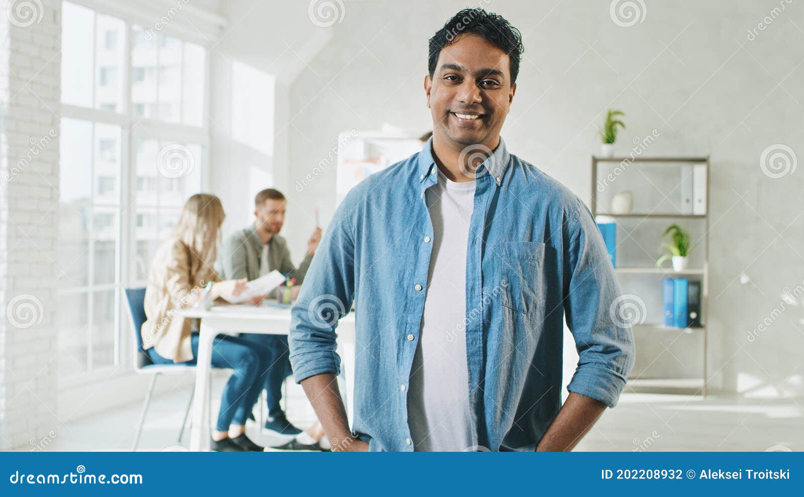 Indian Man Smilling at Work Portrait. Man in Creative Office. Sunny Day ...