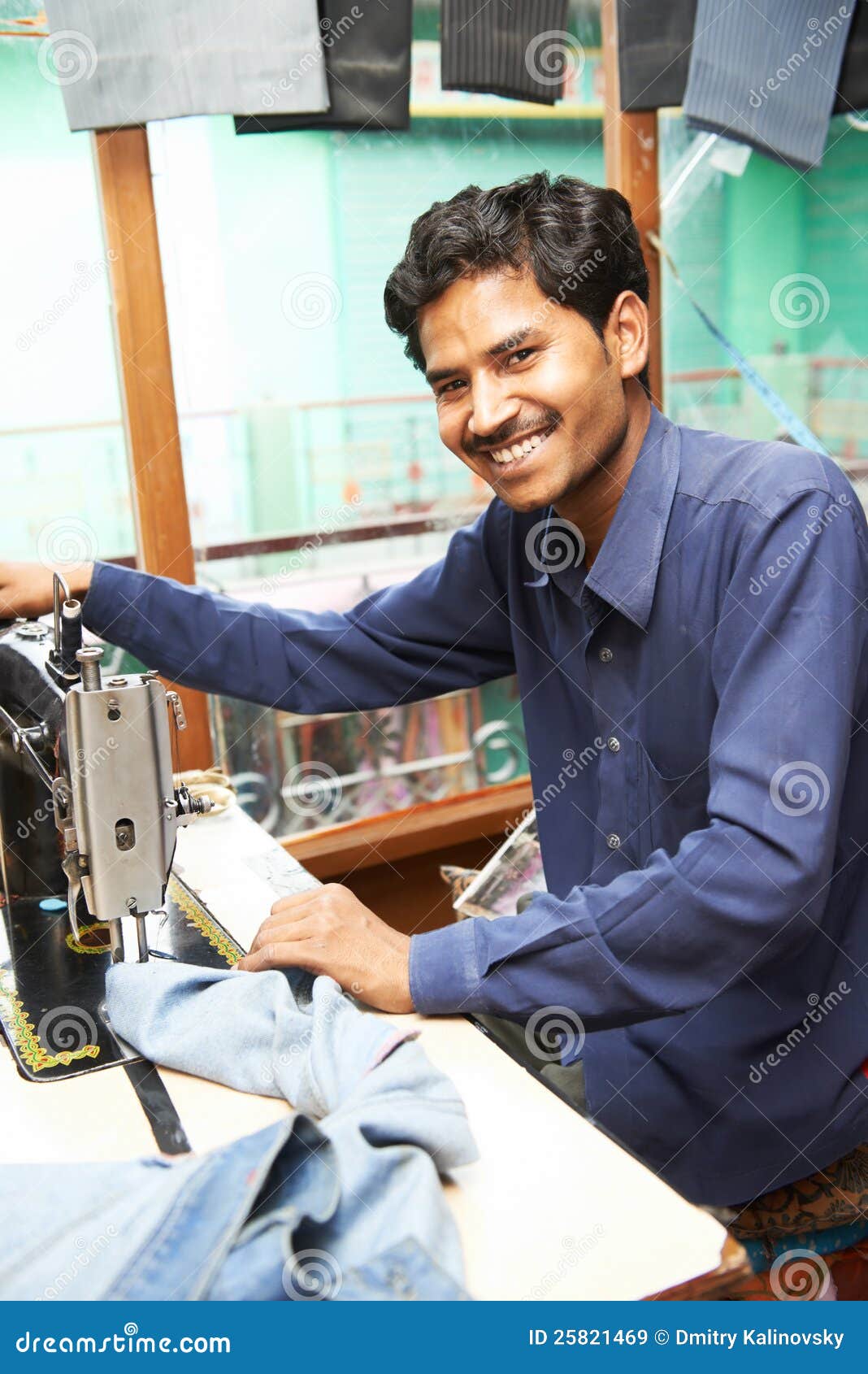 Indian man tailor portrait stock image. Image of india - 25821469