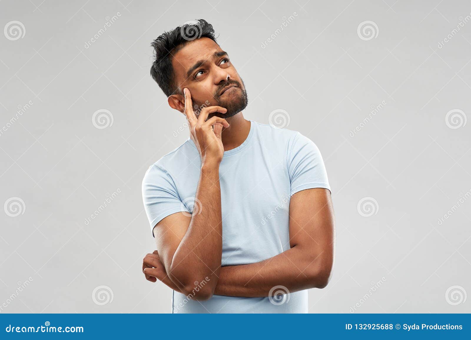 Indian Man Thinking and Looking Up Stock Photo - Image of deciding ...