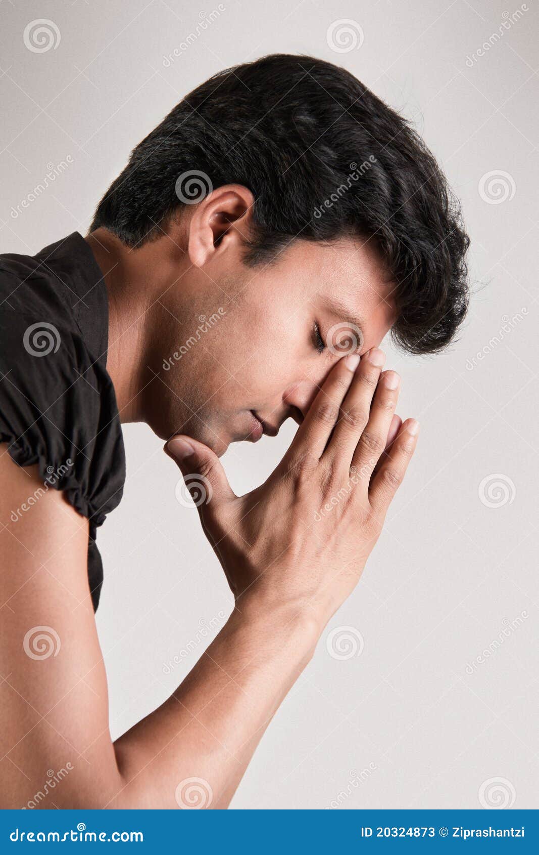 Indian Man Thinking Position with Closed Eyes Stock Image - Image of ...