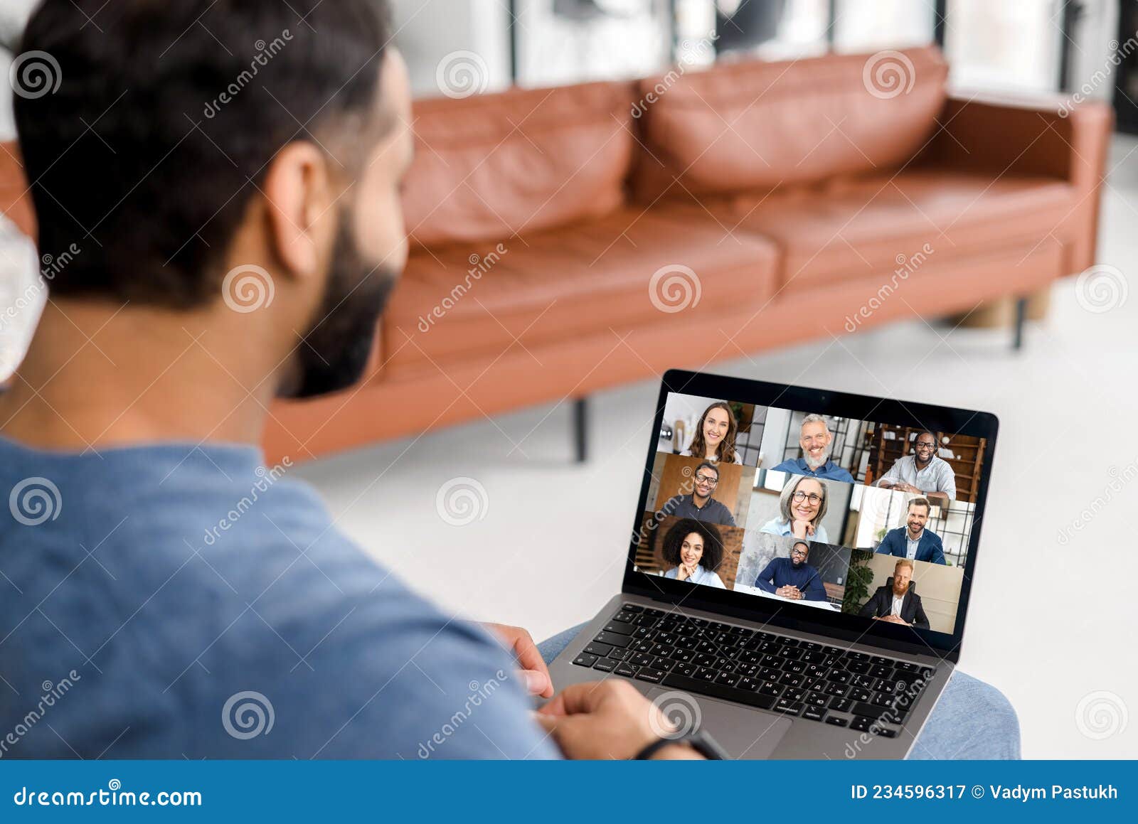 Indian Man Using Computer App for Communicating Stock Image - Image of ...