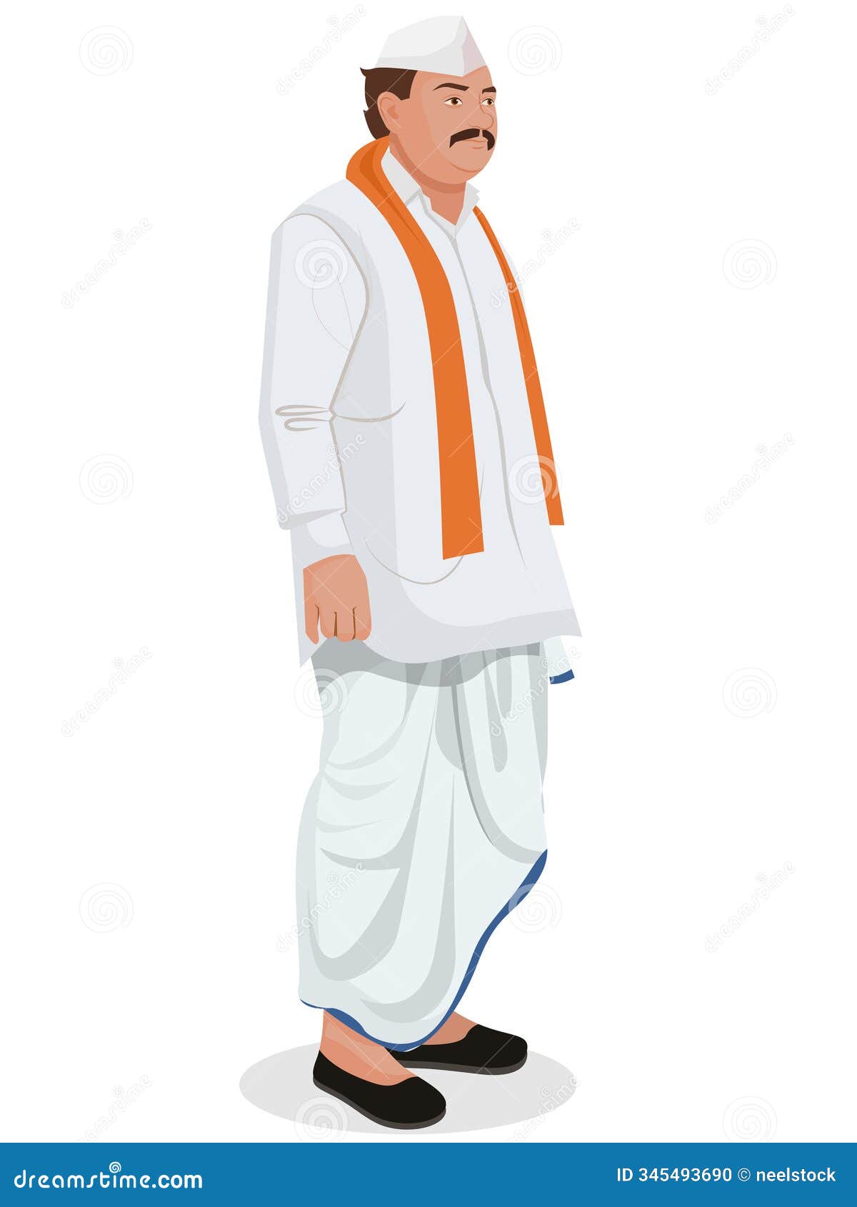 Indian Man Wearing Dothi stock vector. Illustration of white - 345493690