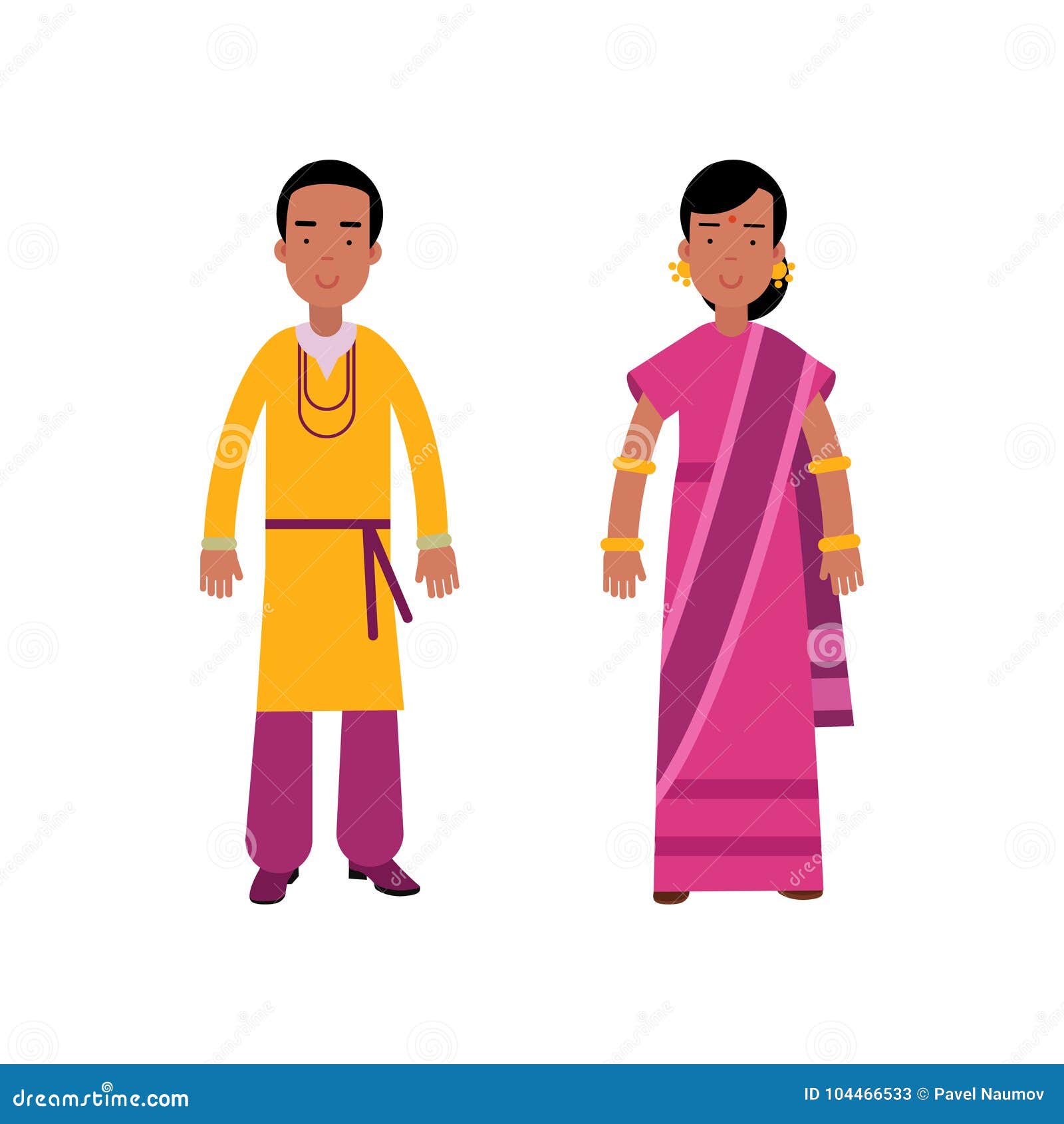 Indian Man And Woman In Traditional Clothing Couple Wearing National