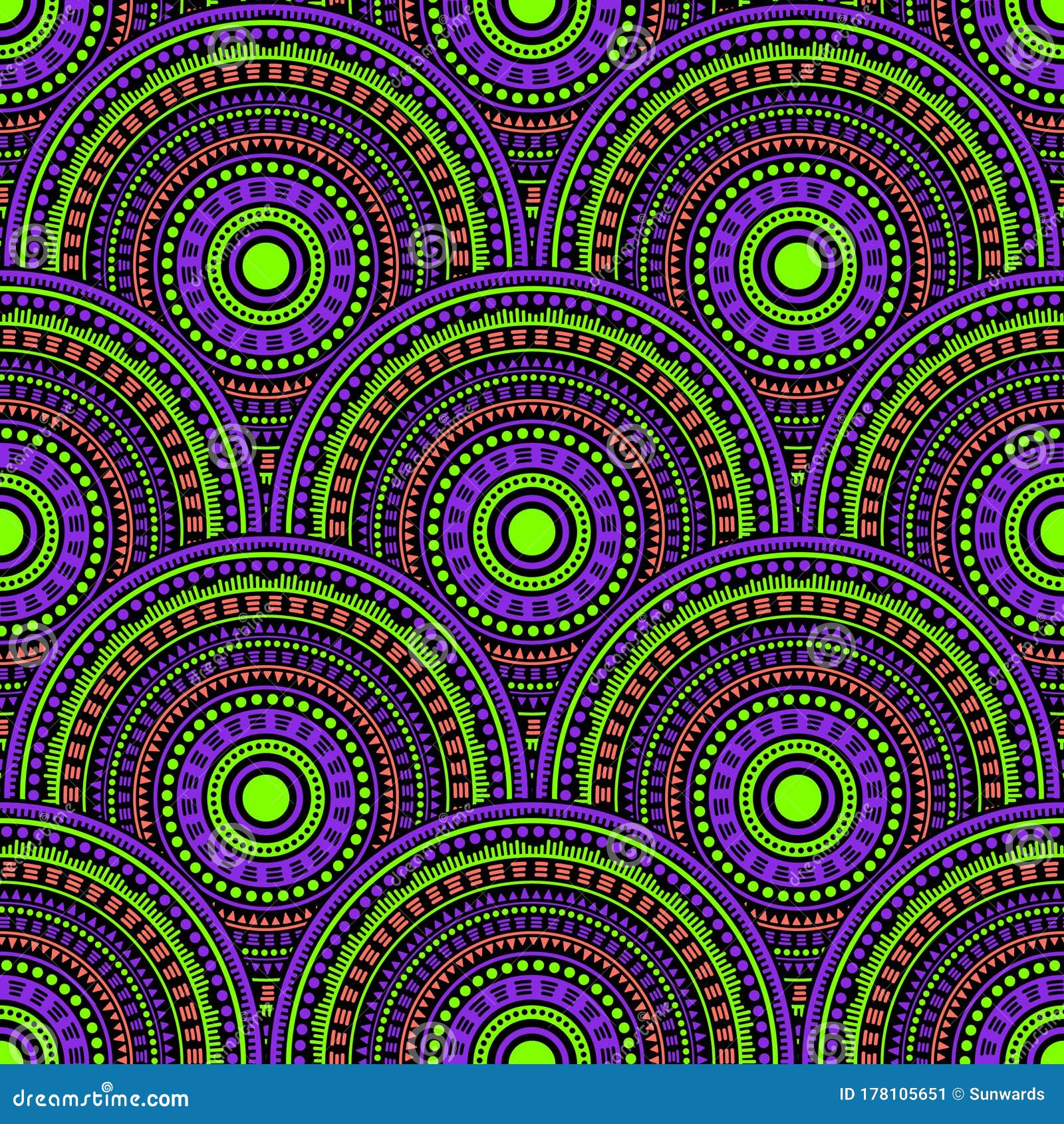 Ethnic Circle Shapes Seamless Geometric Pattern. Stock Vector ...