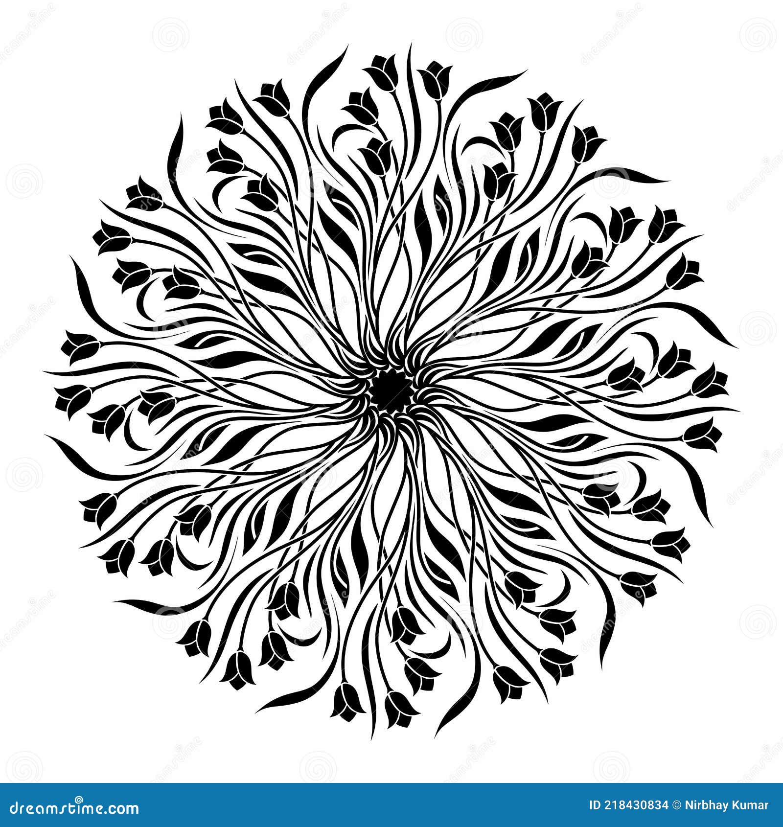 Indian Mandala Round Tulip Floral Design Stock Vector - Illustration of ...