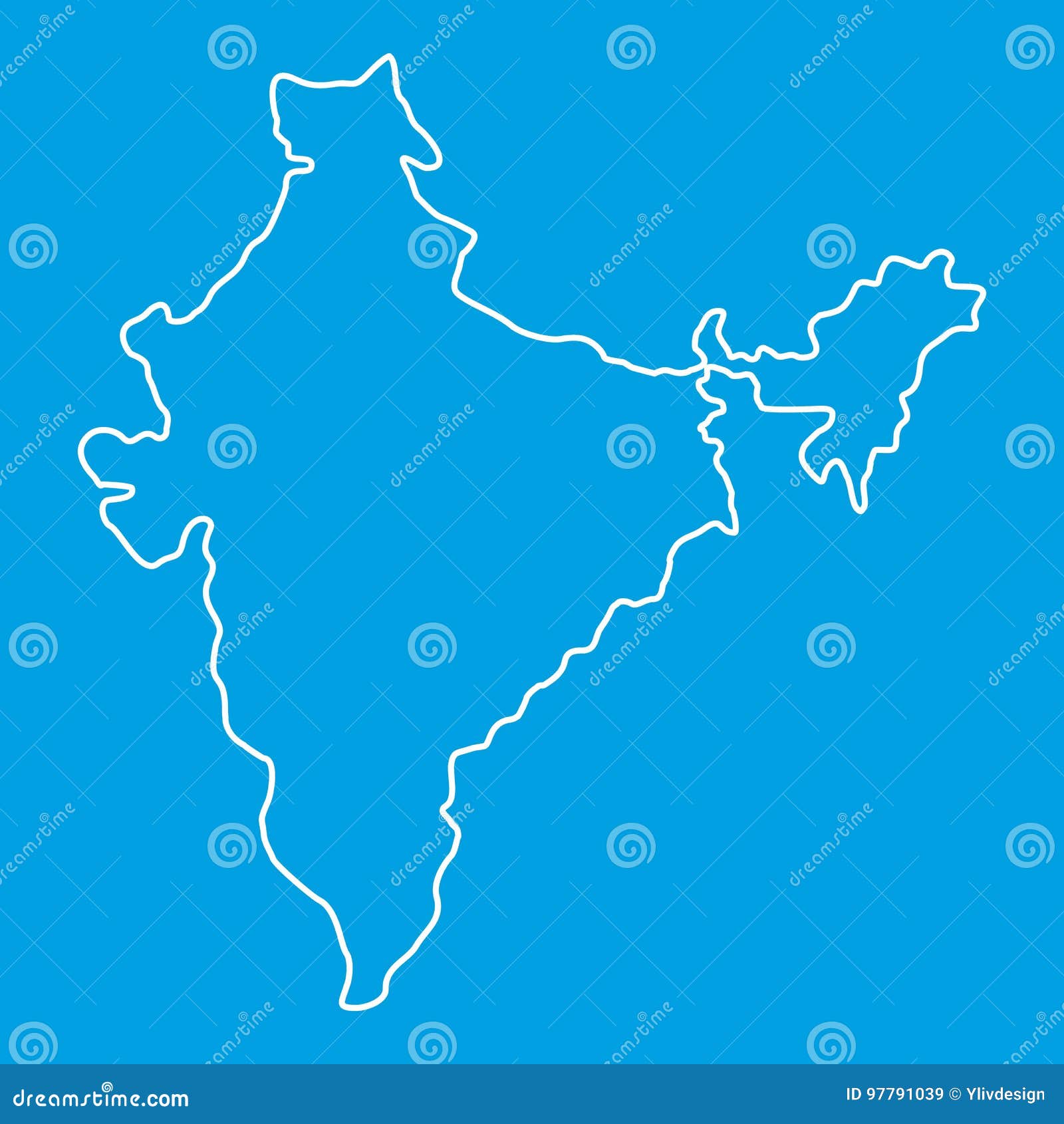 Indian Map Icon, Outline Style Stock Vector - Illustration of world ...