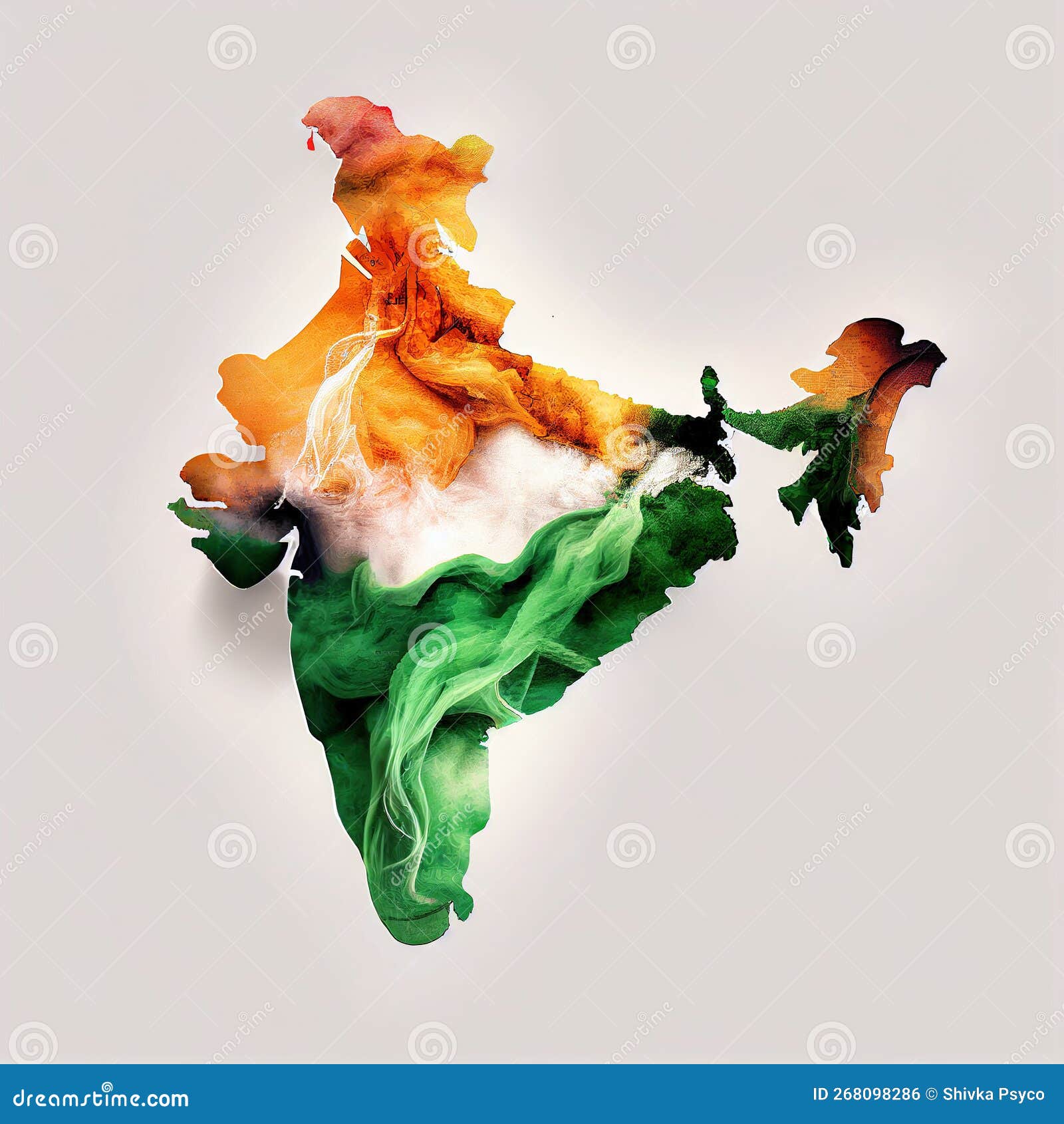 Indian Map with Three Colours Orange White and Green Generative AI ...
