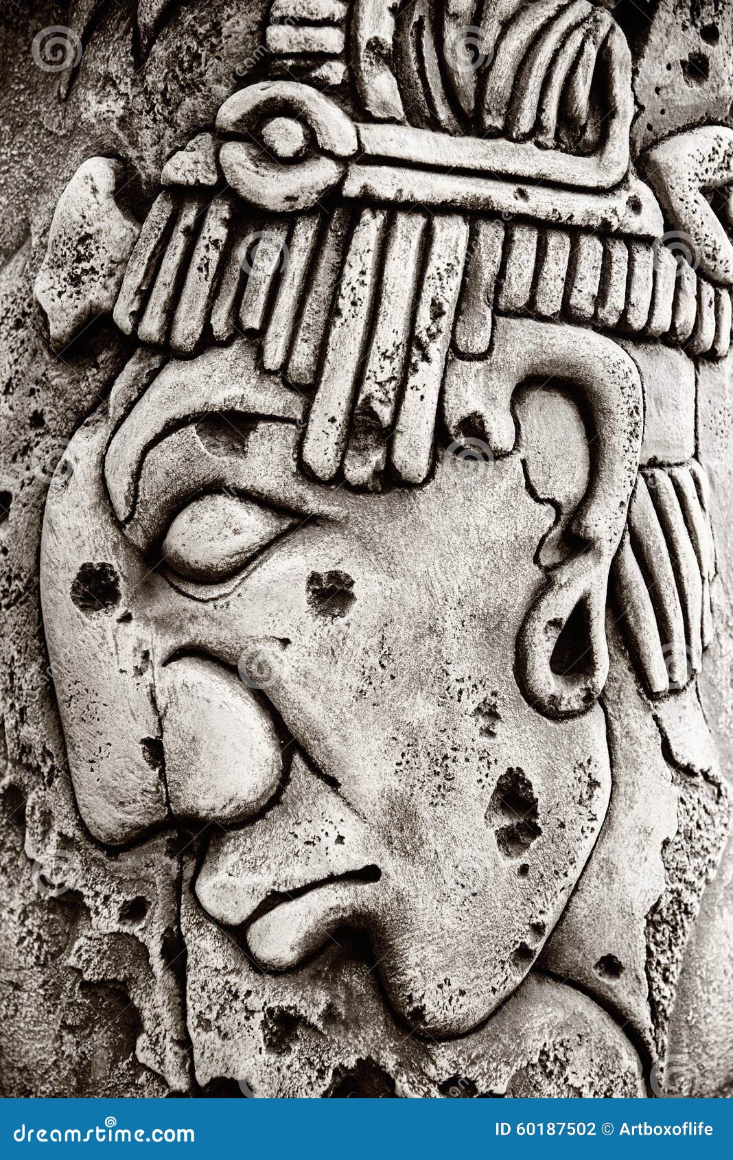 Indian Mayan Carved In Stone Stock Photo - Image: 60187502