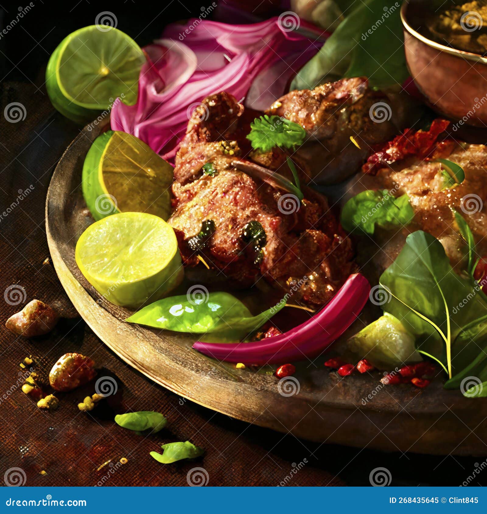 Indian meat starters stock illustration. Illustration of dining - 268435645