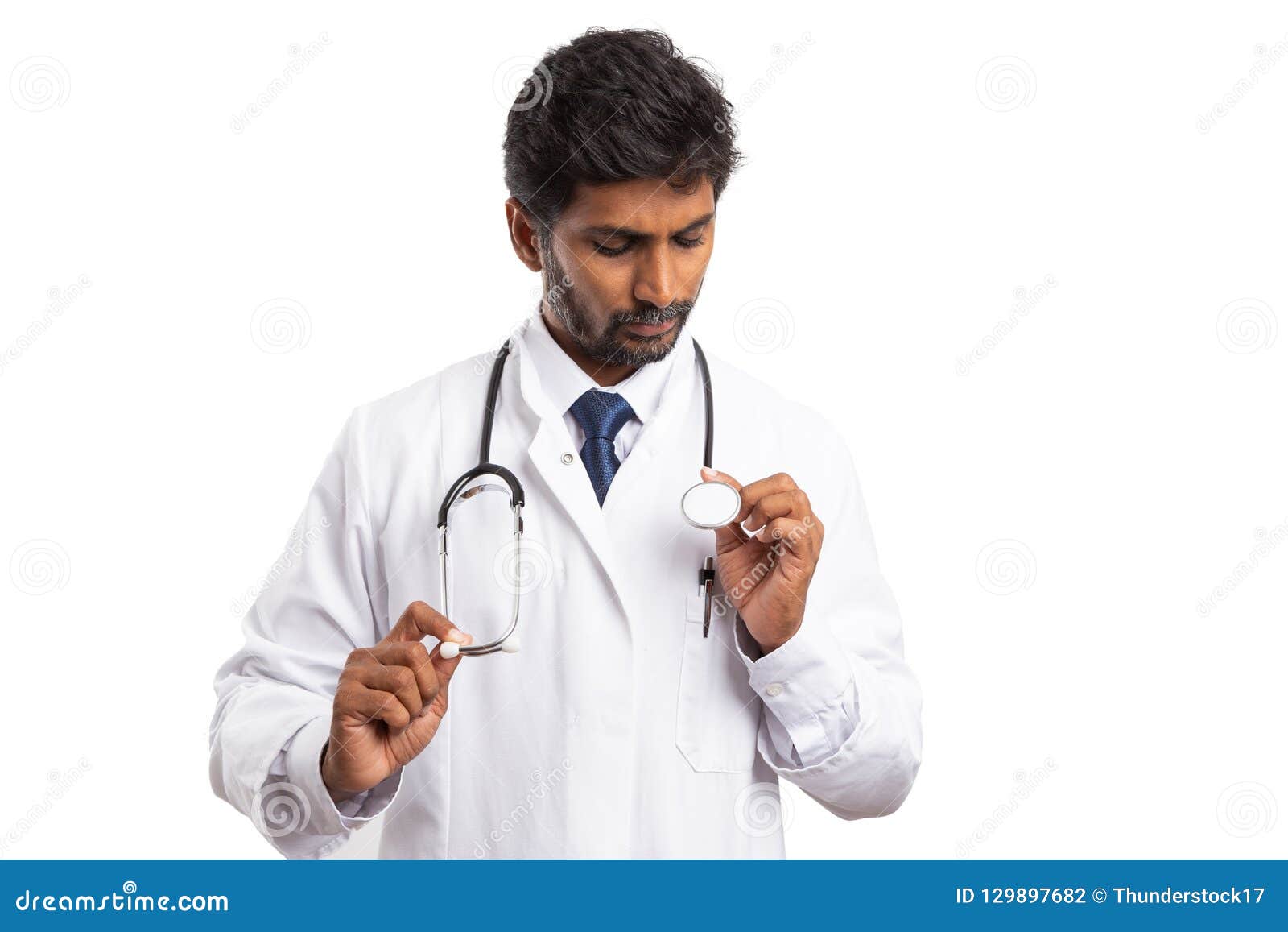 Medic Checking Patient By Listening With Stethoscope Royalty-Free Stock ...