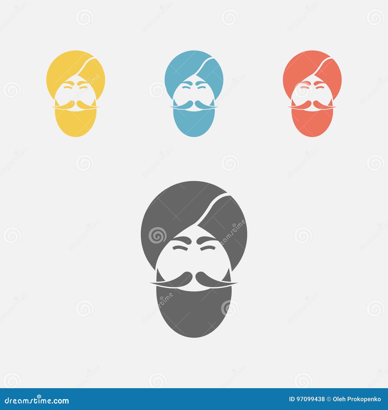 Indian Men icon, portrait. stock vector. Illustration of guru - 97099438