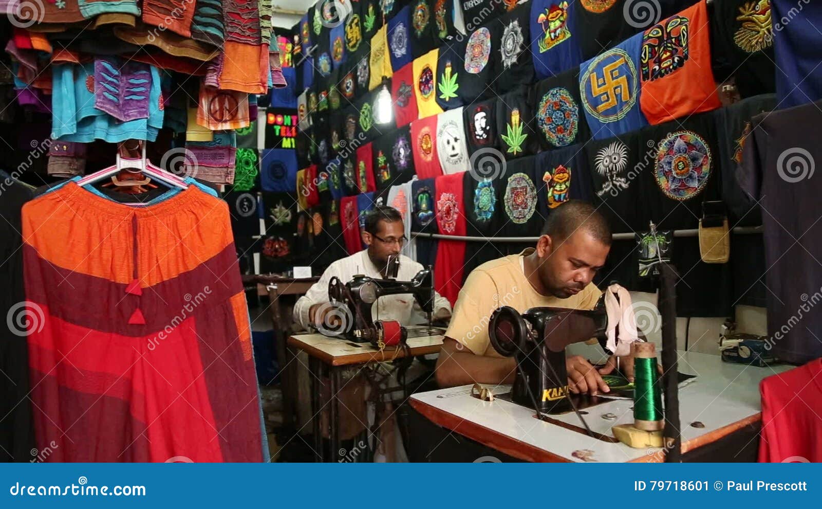 Indian Men Sewing Using Sewing Machine in Workshop. Stock Video - Video ...