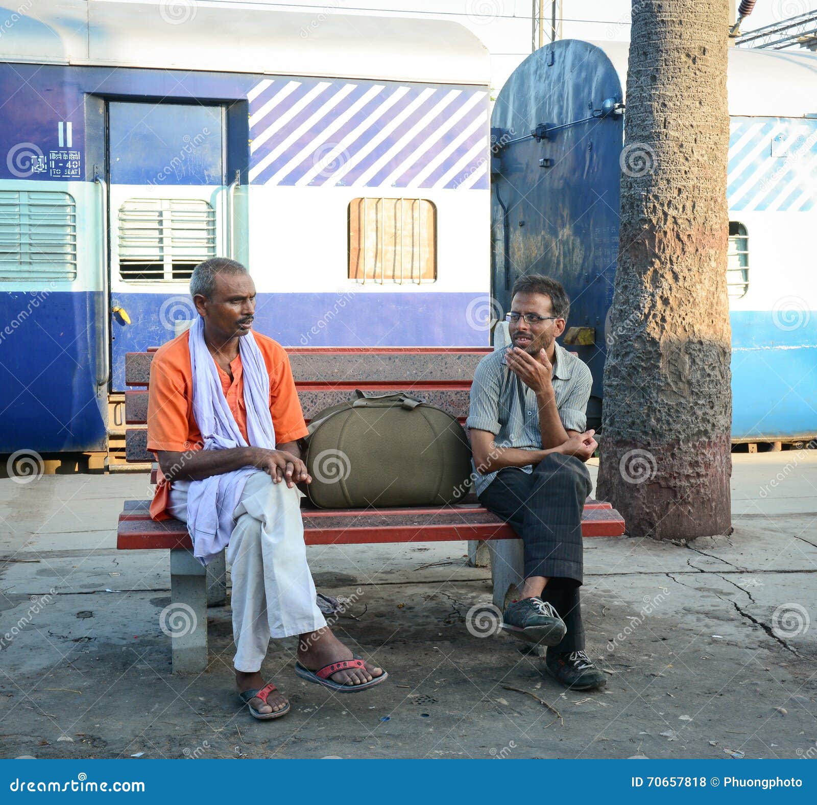 Indian Men Waiting at the Train Station in Varanasi, India Editorial ...