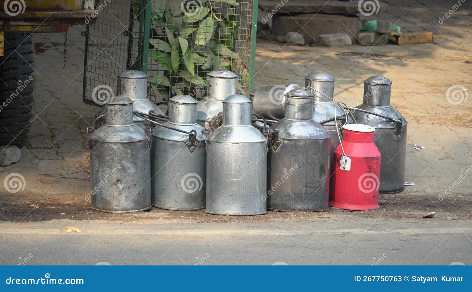 Indian Milk Container Have Kept on Road Image Stock Image - Image of ...