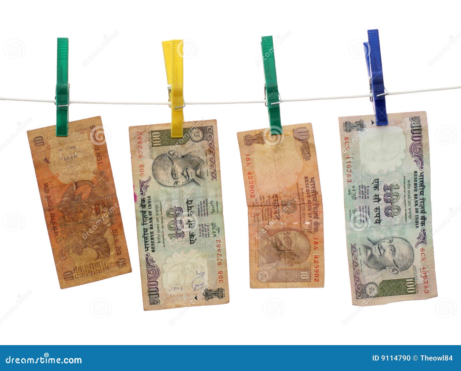 Indian Money on the Rope stock photo. Image of rupee, washing - 9114790