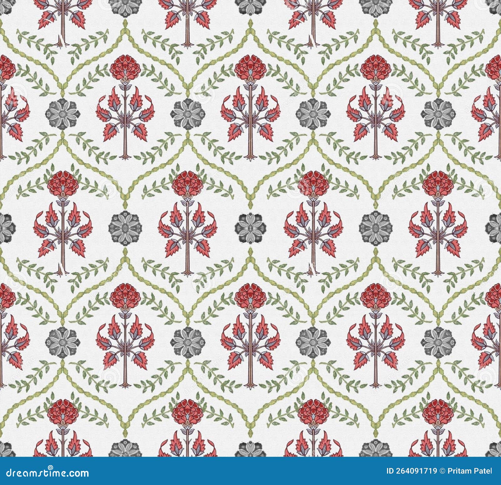 Indian Geometric Mughal Seamless Pattern Stock Illustration - Illustration of symmetry, flower ...