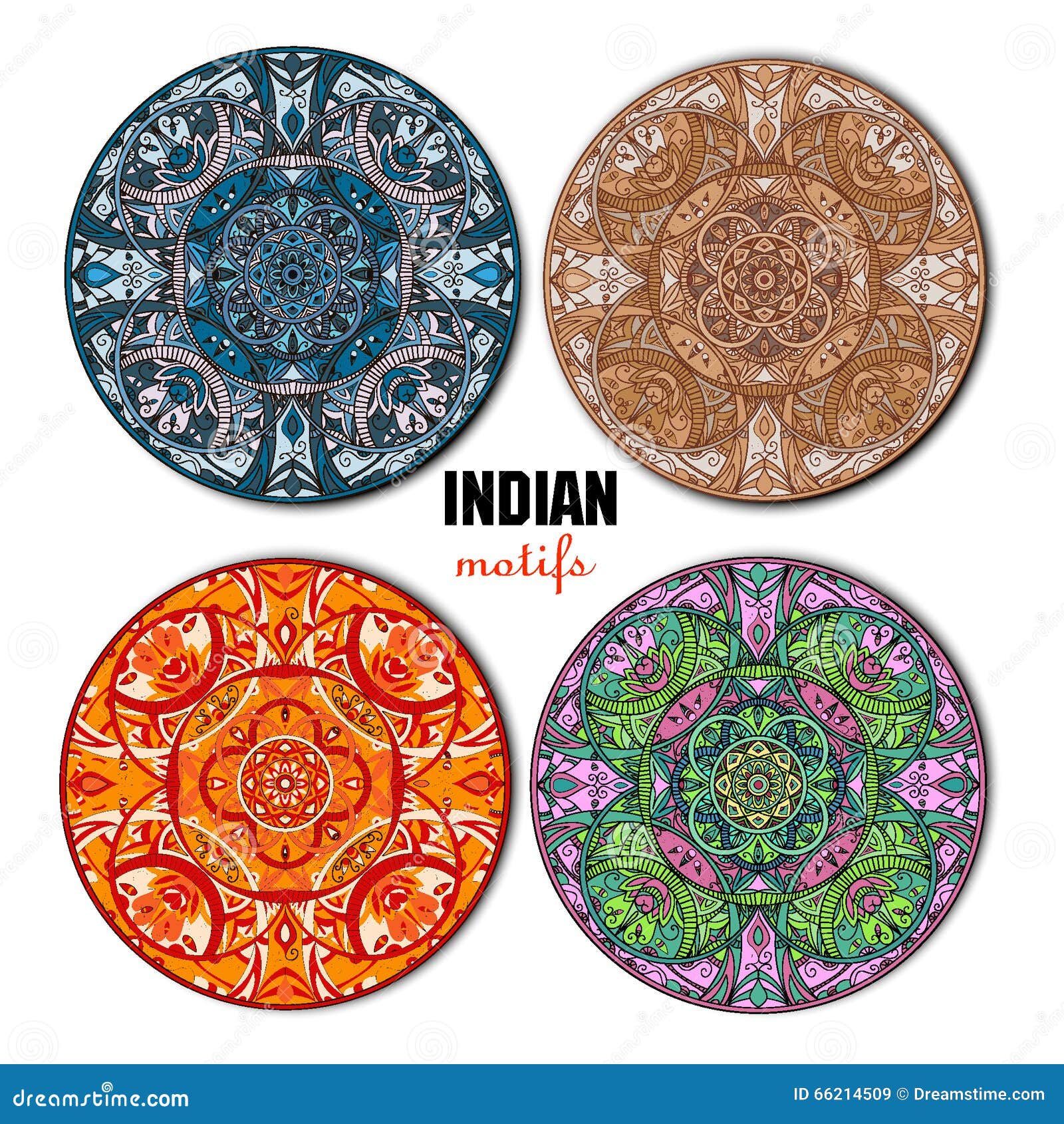 Indian Motifs Set in a Circle. Vector Stock Illustration - Illustration ...