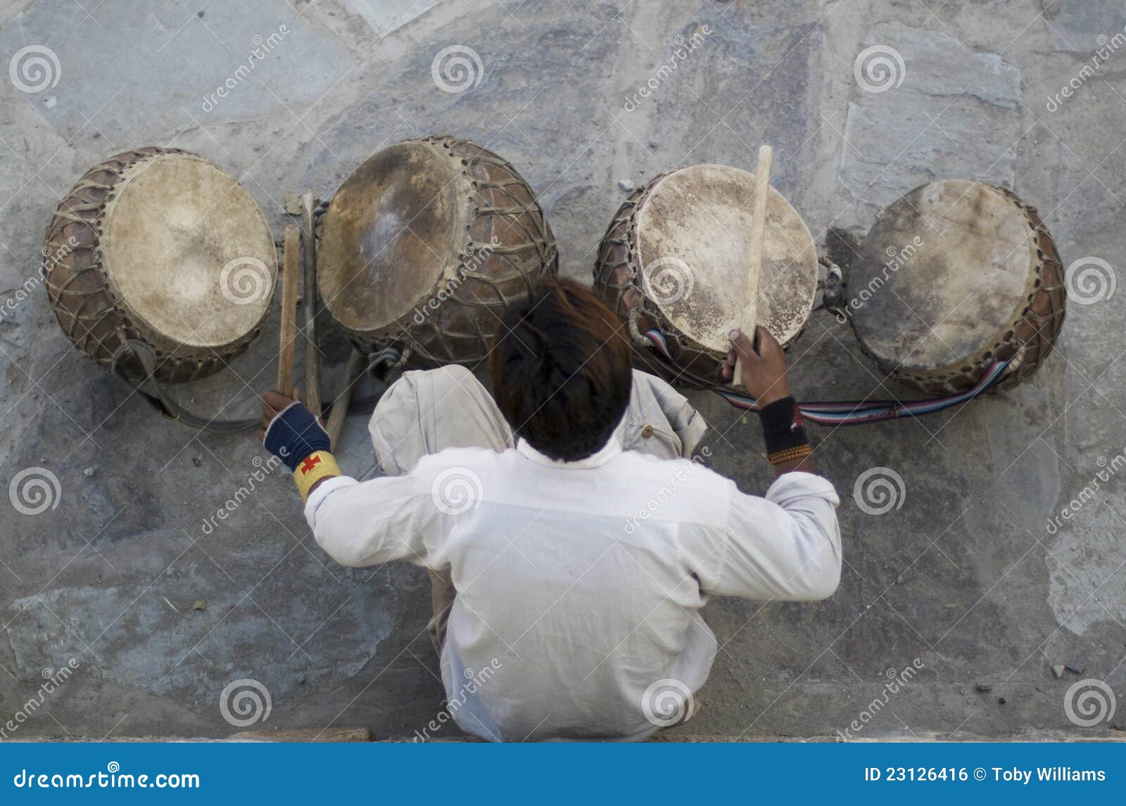 Leh, Ladakh, India, Musician Playing Traditional Dholak Drums Editorial ...