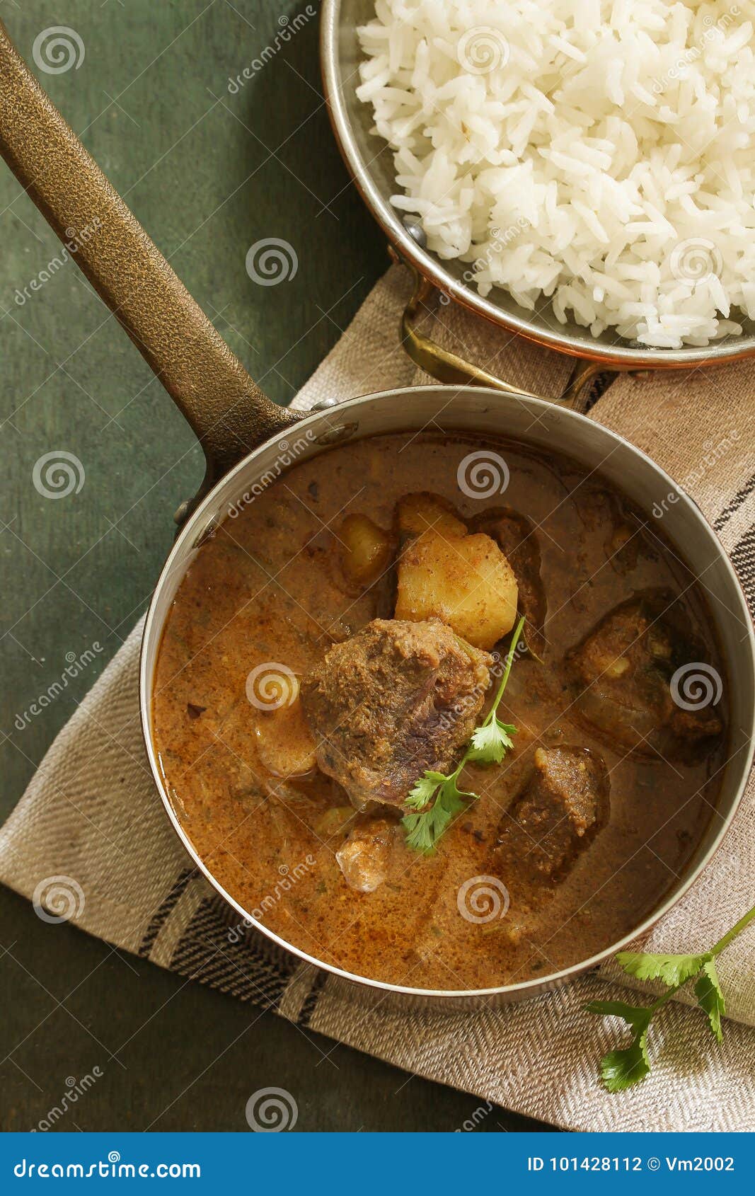 Indian Mutton Lamb Curry Served with Rice Stock Photo - Image of spicy ...