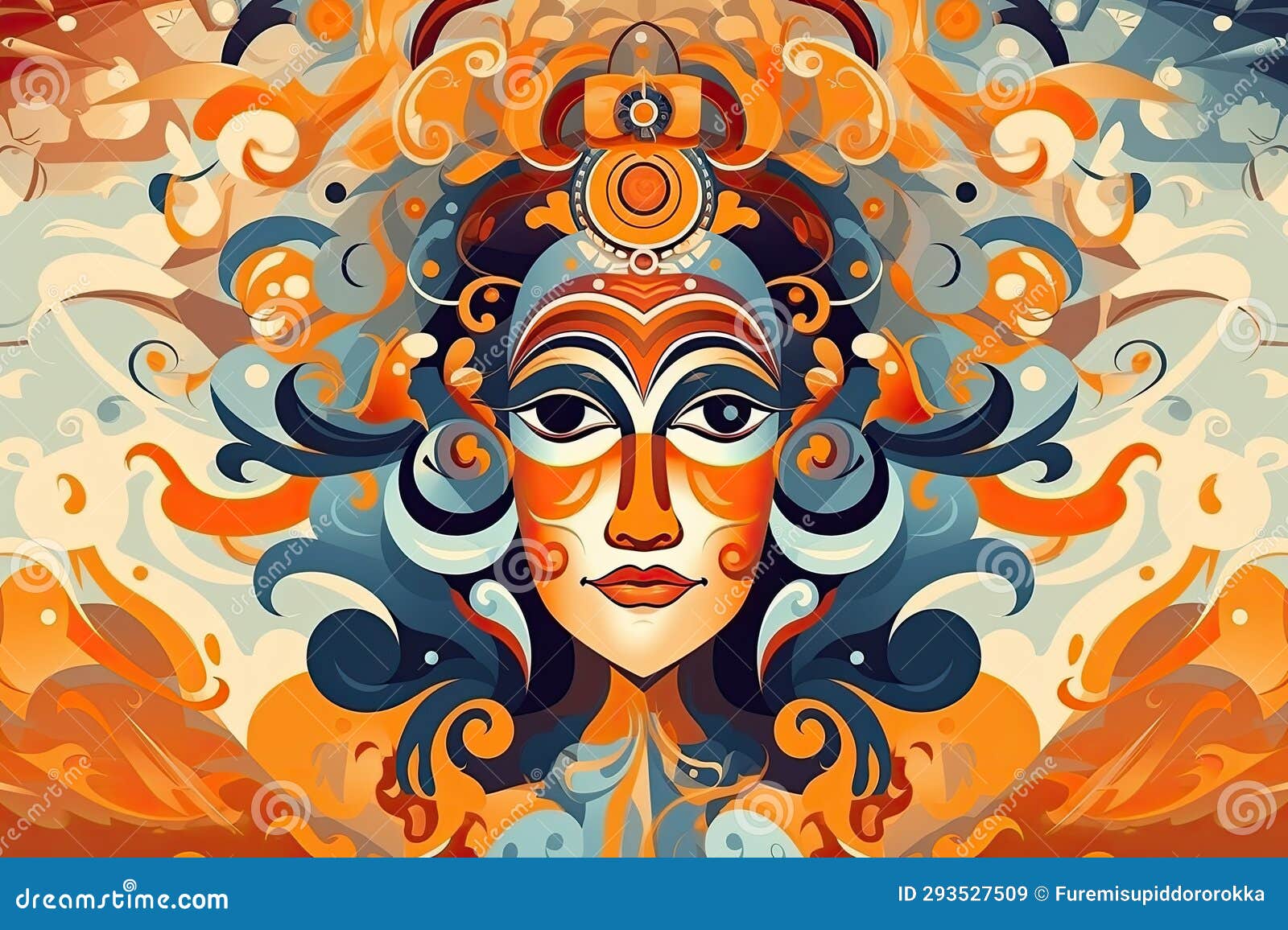 Indian Mythology Symbols and Deities in Abstract Style Abstract ...