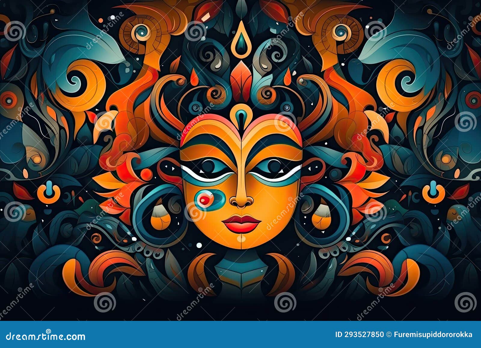Indian Mythology Symbols and Deities in Abstract Style Abstract ...