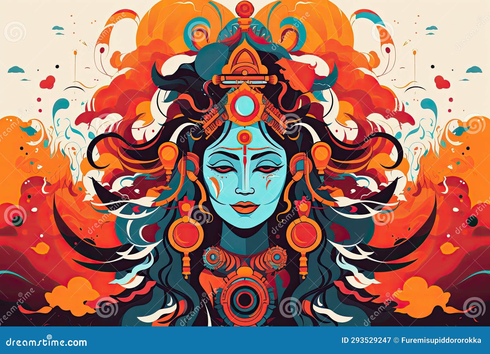 Indian Mythology Symbols and Deities in Abstract Style Abstract ...