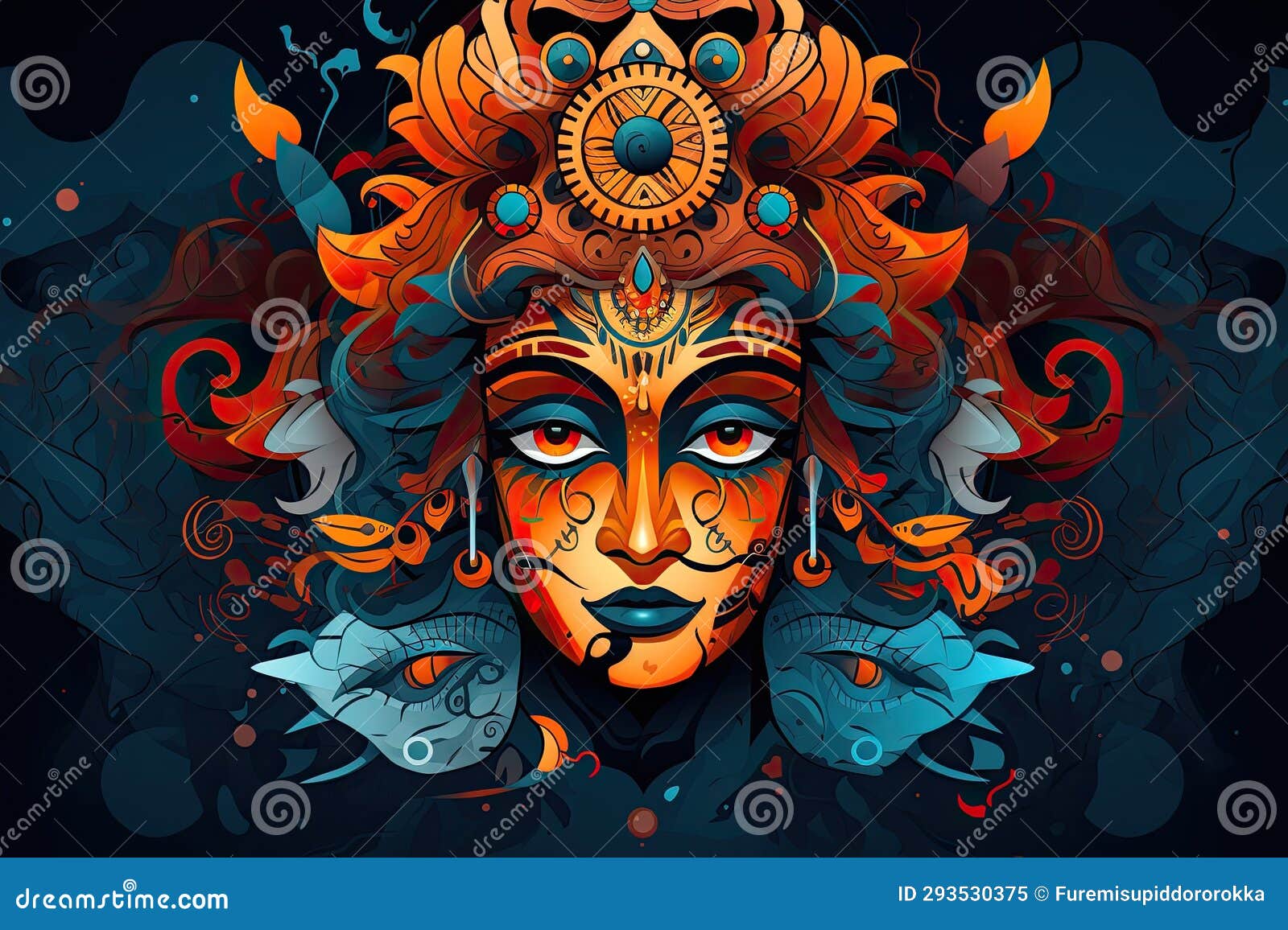 Indian Mythology Symbols and Deities in Abstract Style Abstract ...