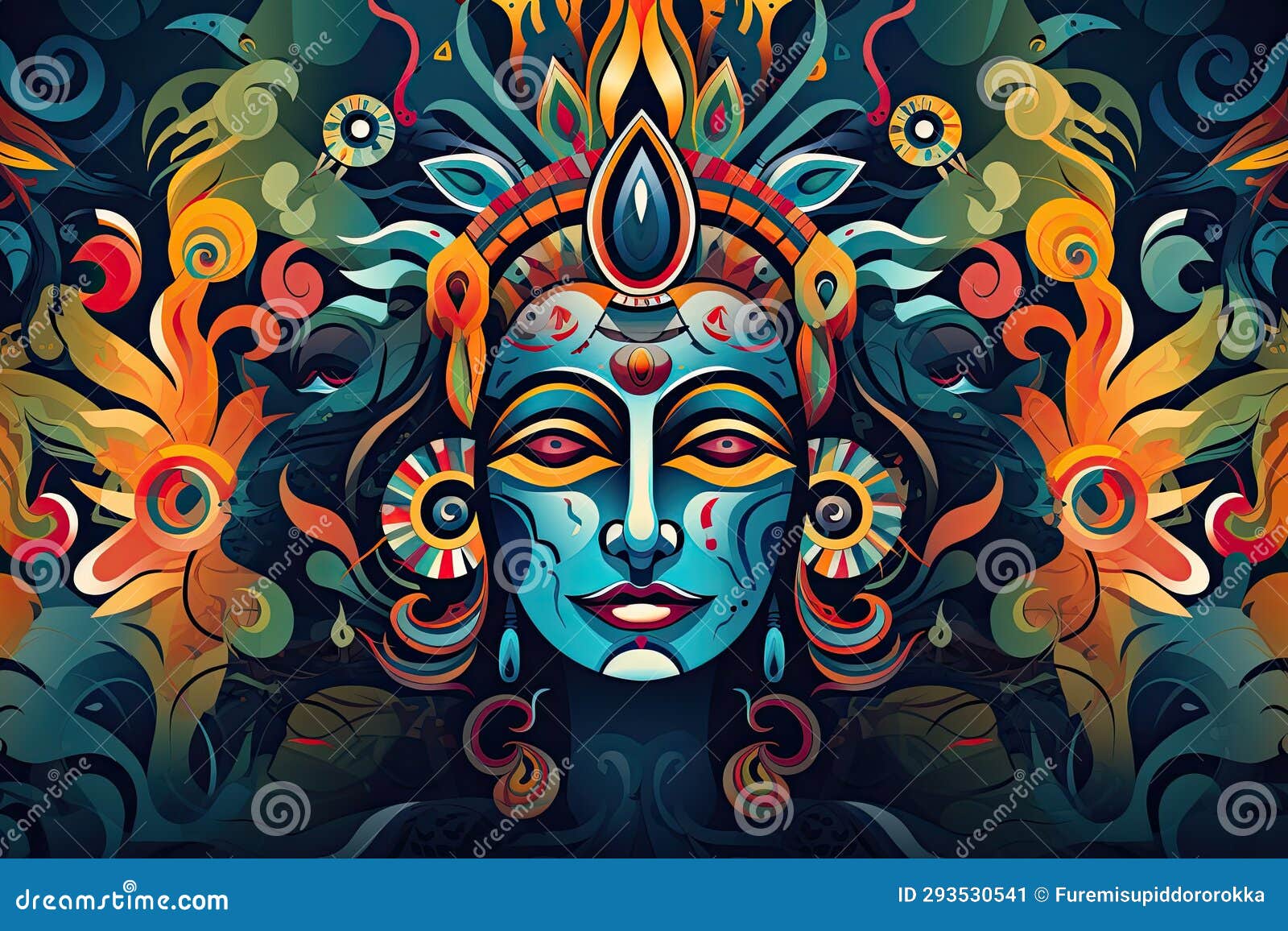 Indian Mythology Symbols And Deities In Abstract Style Abstract ...