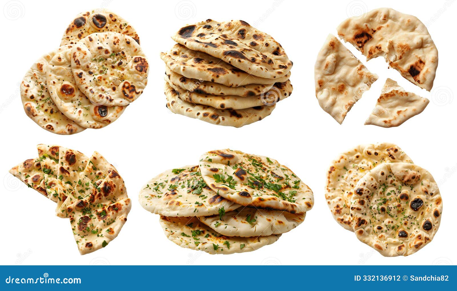 Indian Naan Bread Flatbread on Transparent Cutout, PNG Stock ...