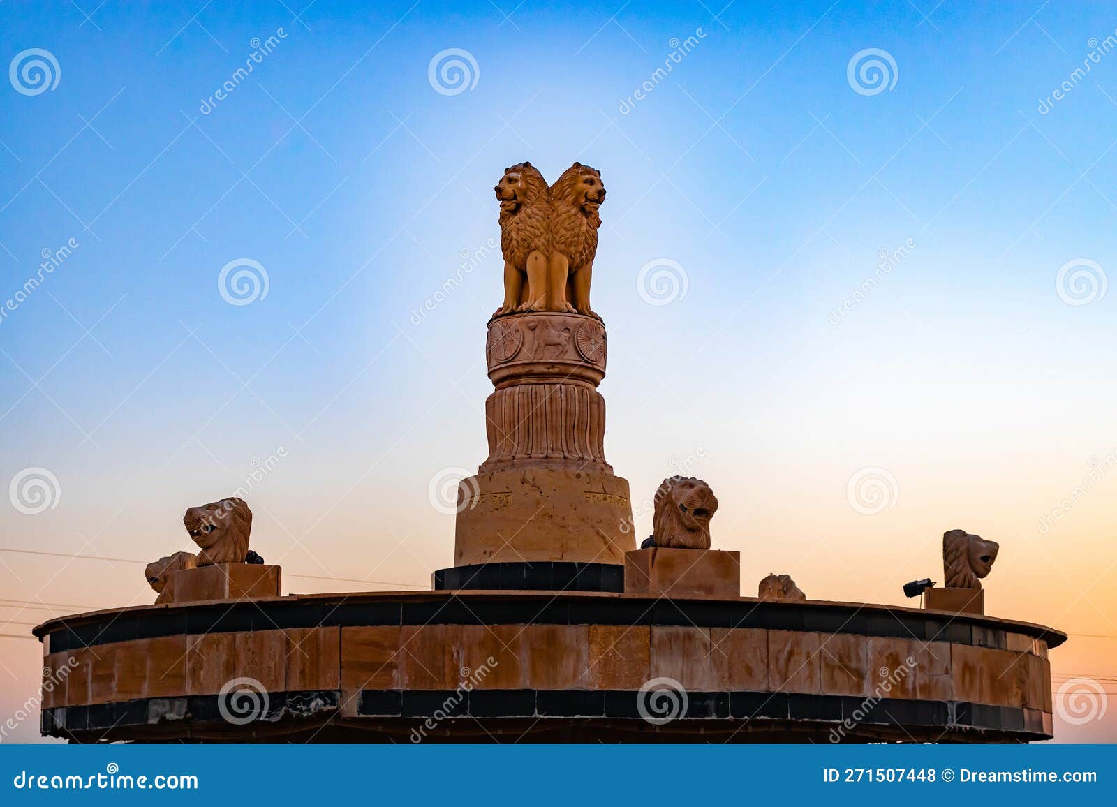 Indian National Emblem with Bright Dramatic Sky at Evening from ...