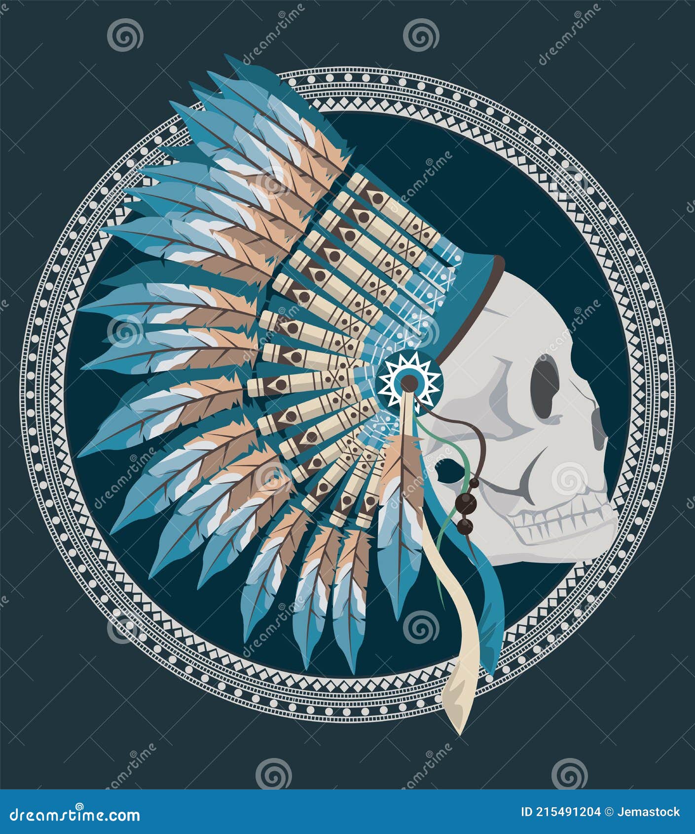 Native skull profile stock vector. Illustration of native - 215491204