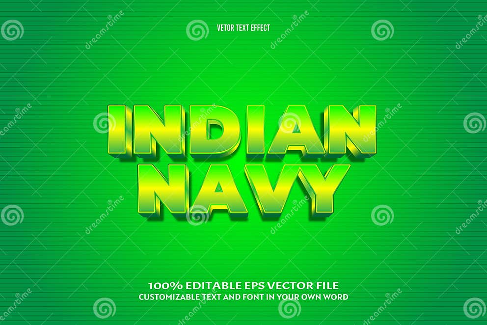 Indian Navy Editable Text Effect Green Color 3d Emboss Comic Style ...