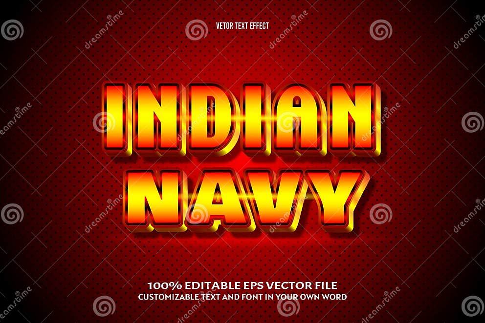 Indian Navy Editable Text Effect 3 Dimension Emboss Modern Style Stock ...
