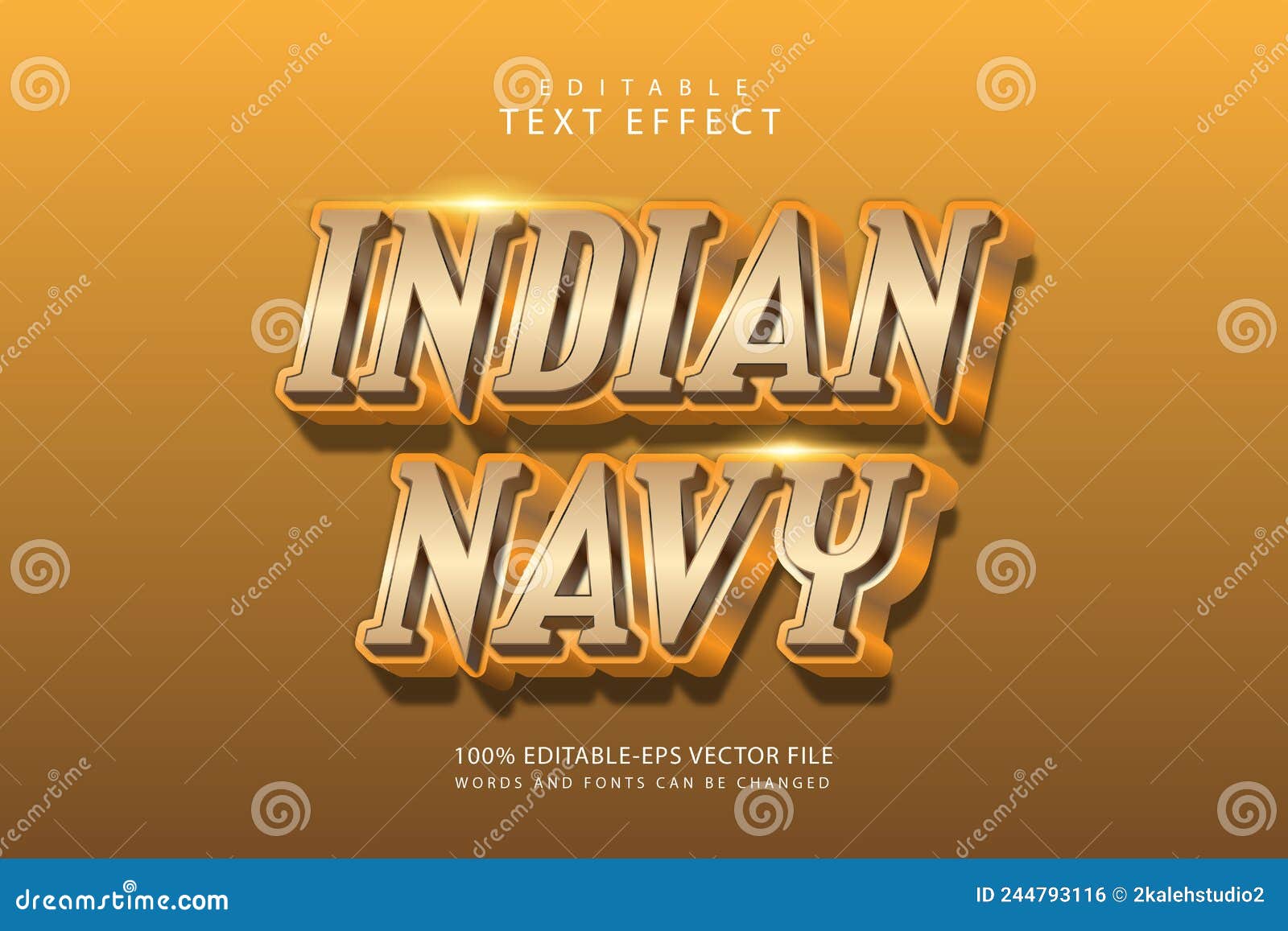 Indian Navy Editable Text Effect 3 Dimension Emboss Modern Style Stock ...