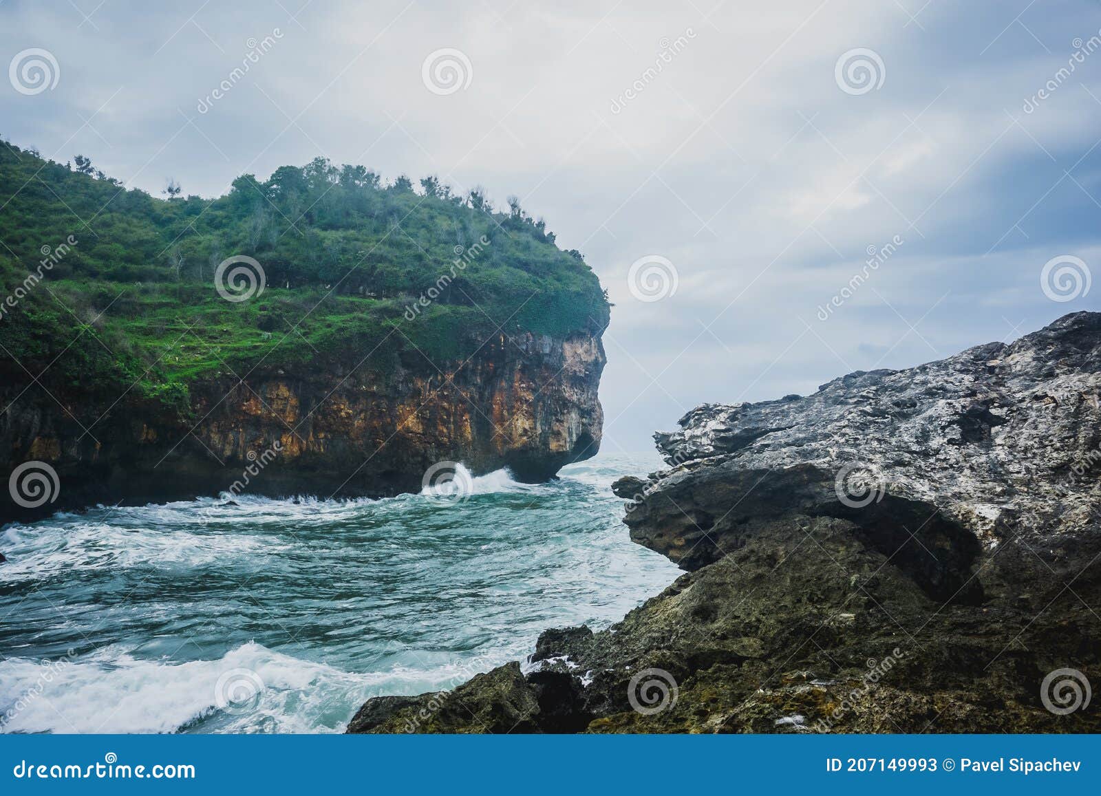 Indian Ocean Coast in the South of Java Island in Indonesia Stock Image ...