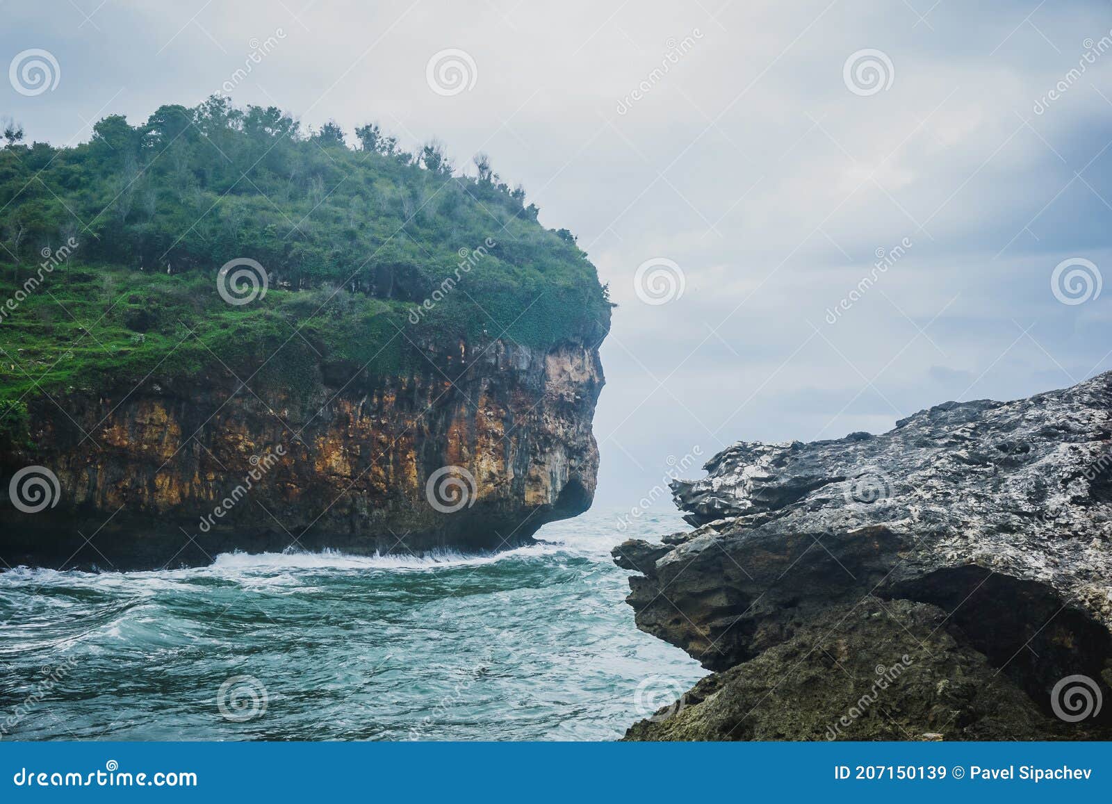 Indian Ocean Coast in the South of Java Island in Indonesia Stock Image ...