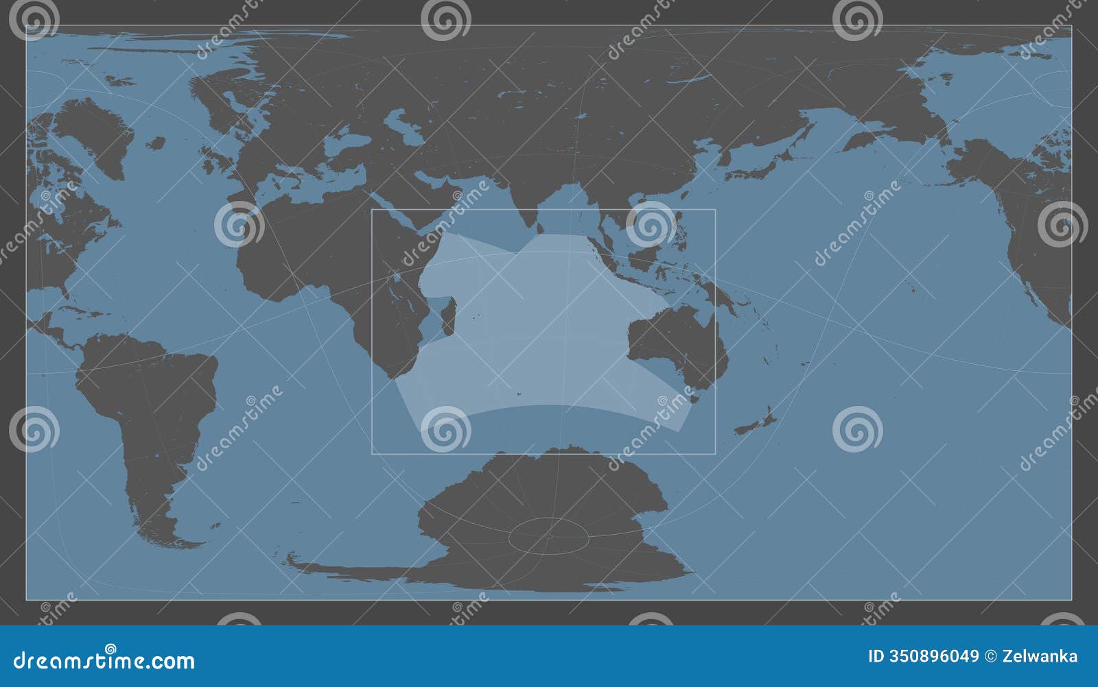 Indian Ocean, Excluding Sub-basins on the World Map. Solid Stock ...