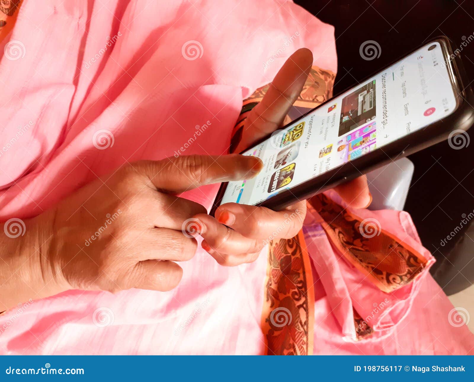 Indian Old Women Using Smartphone with Selective Focus Editorial ...