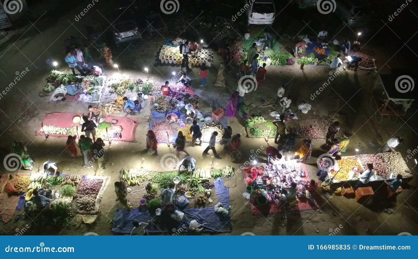 Indian Open Vegetable Market at Night. Editorial Image - Image of ...