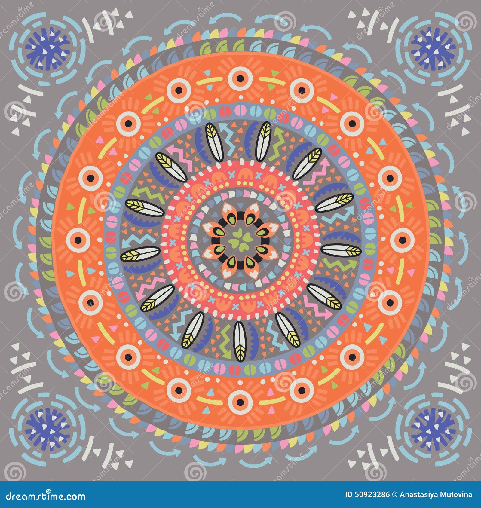 Indian Ornament, Circular Pattern in Ethnic Style Stock Vector ...