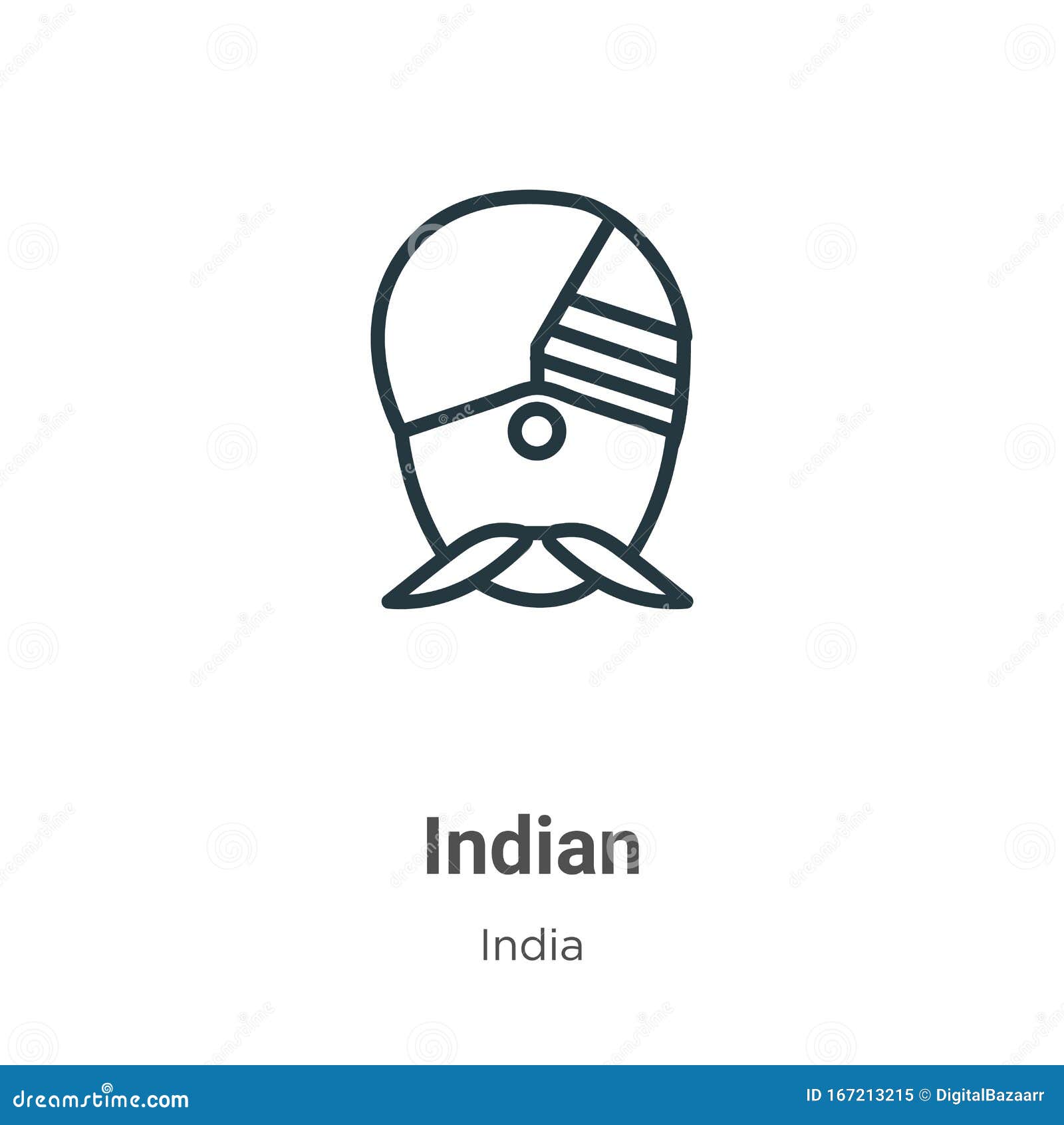 Indian Outline Vector Icon. Thin Line Black Indian Icon, Flat Vector ...