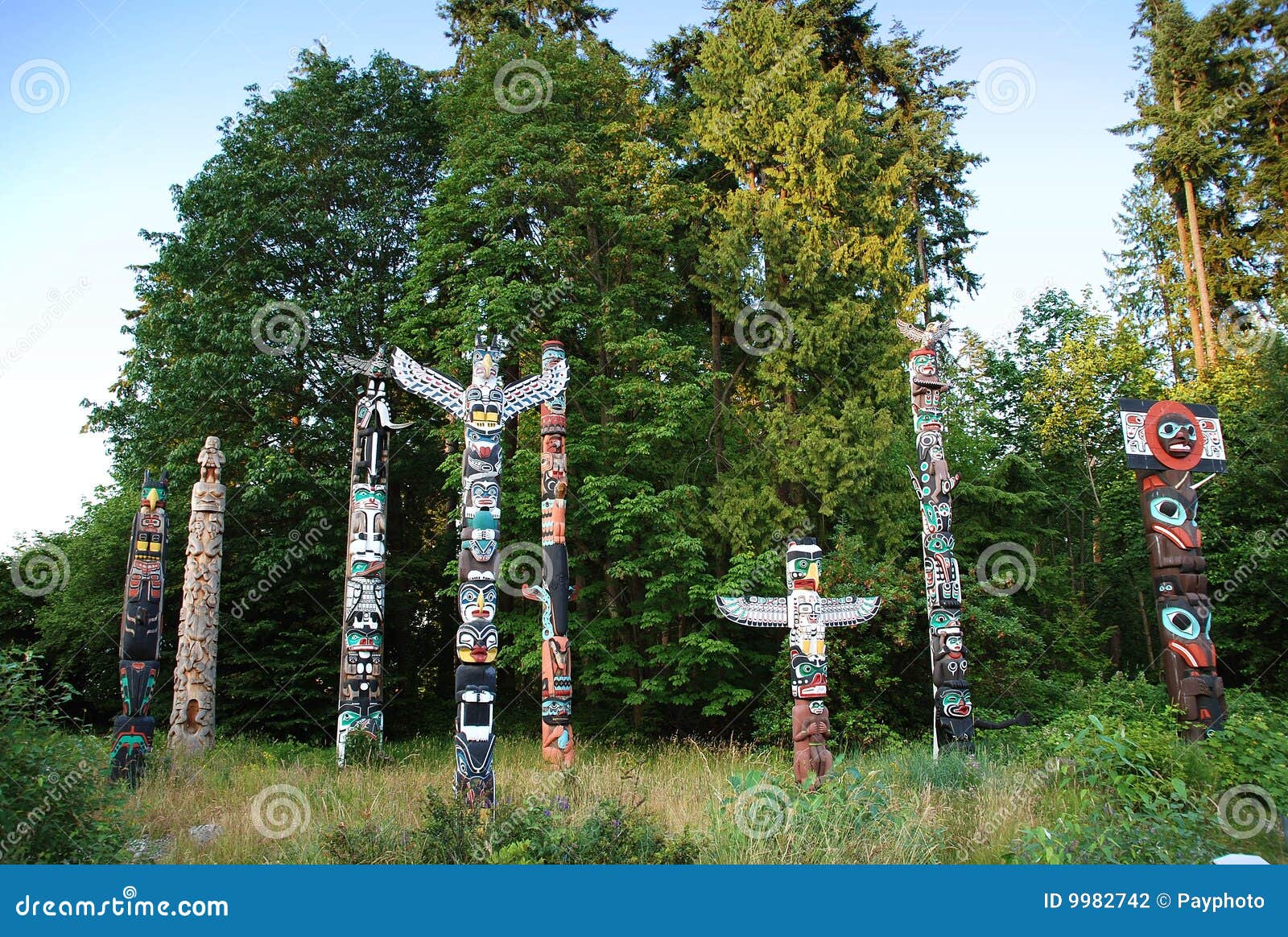 Indian Painted Totem in Canada Stock Photo - Image of craft, northwest ...
