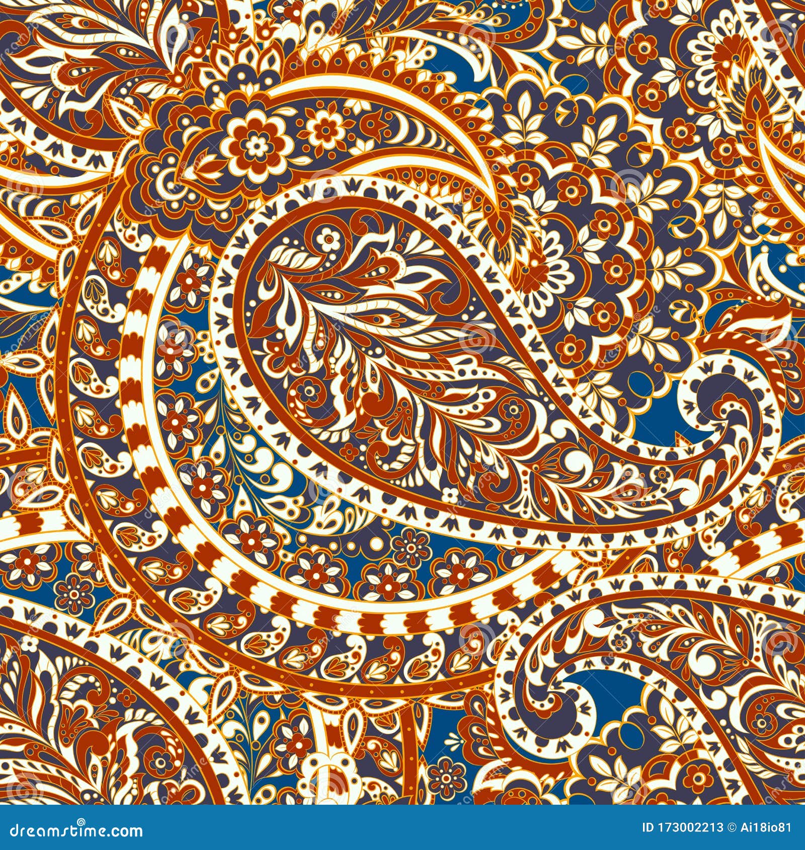Paisley Floral Oriental Ethnic Pattern Vector Seamless Ornamental