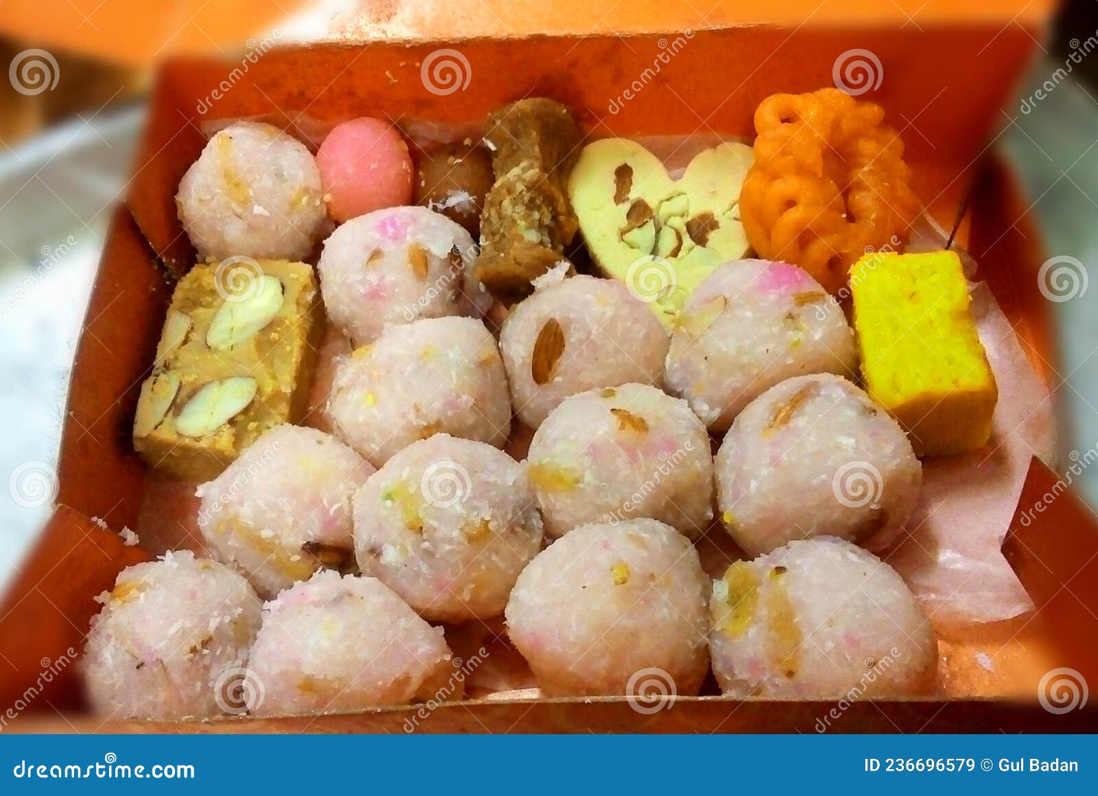 Indian Pakistani Sweets Laddu Coconut Mathai Dessert Mix Mathai Stock ...