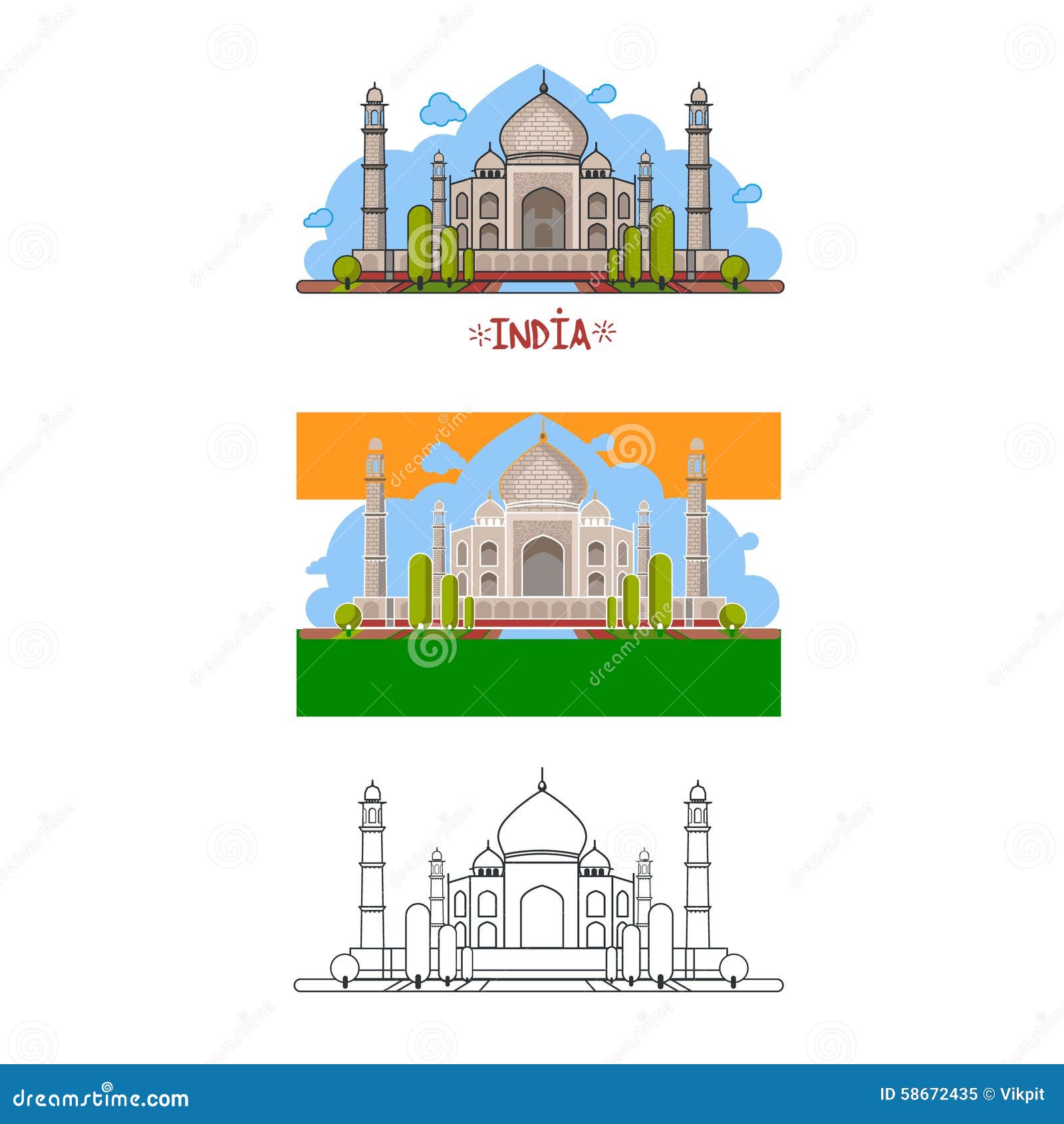 Indian Palace in Different Ways. Stock Vector - Illustration of design ...