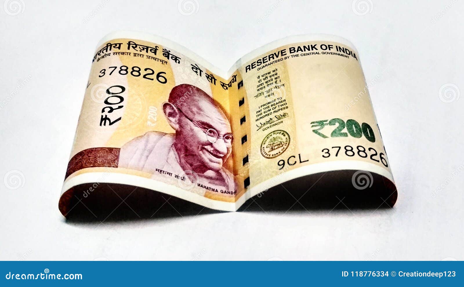 Indian Paper Currency of 200 Rupees Stock Photo - Image of banknote ...